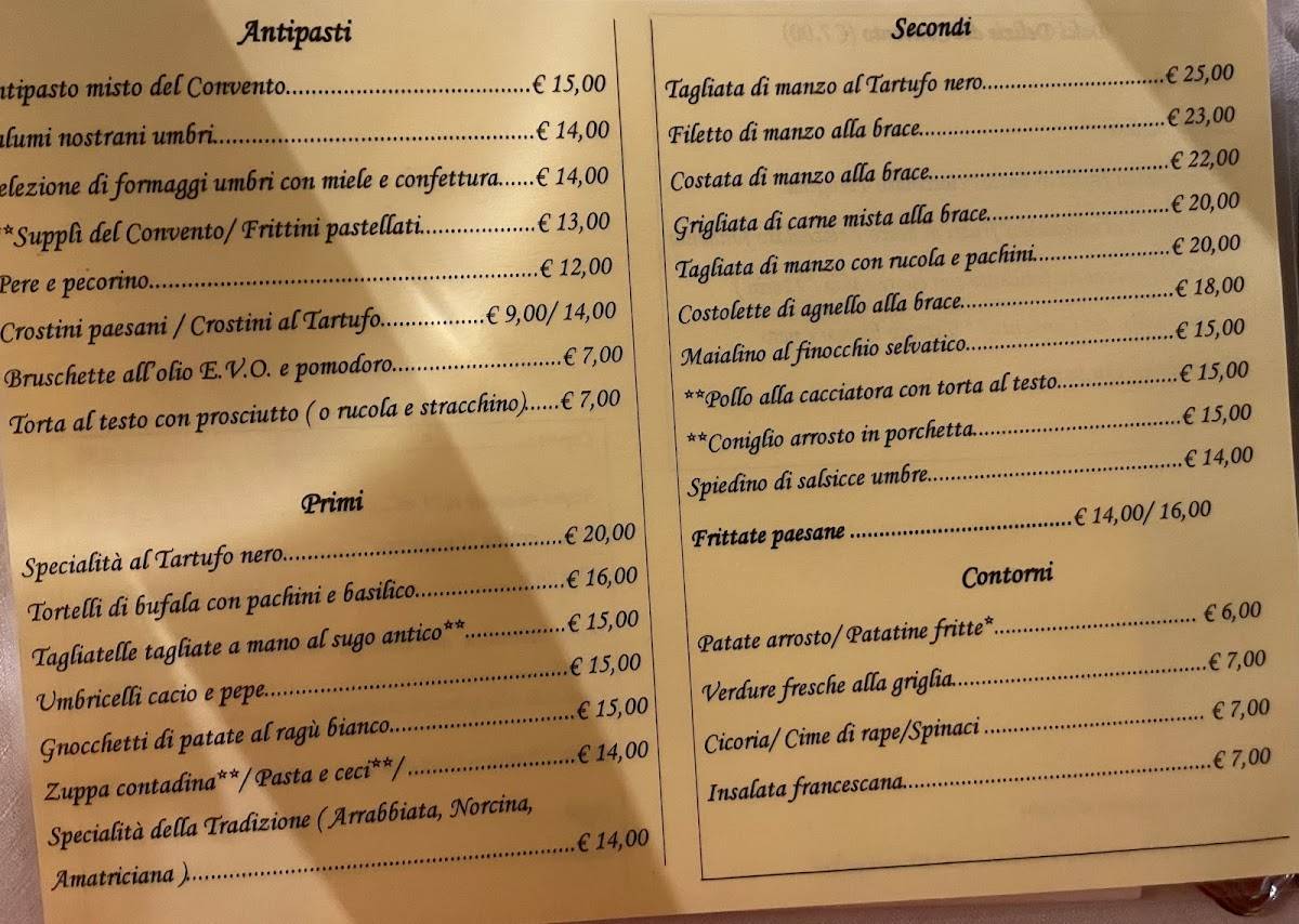 Menu da Il Convento ristorante, Corciano
