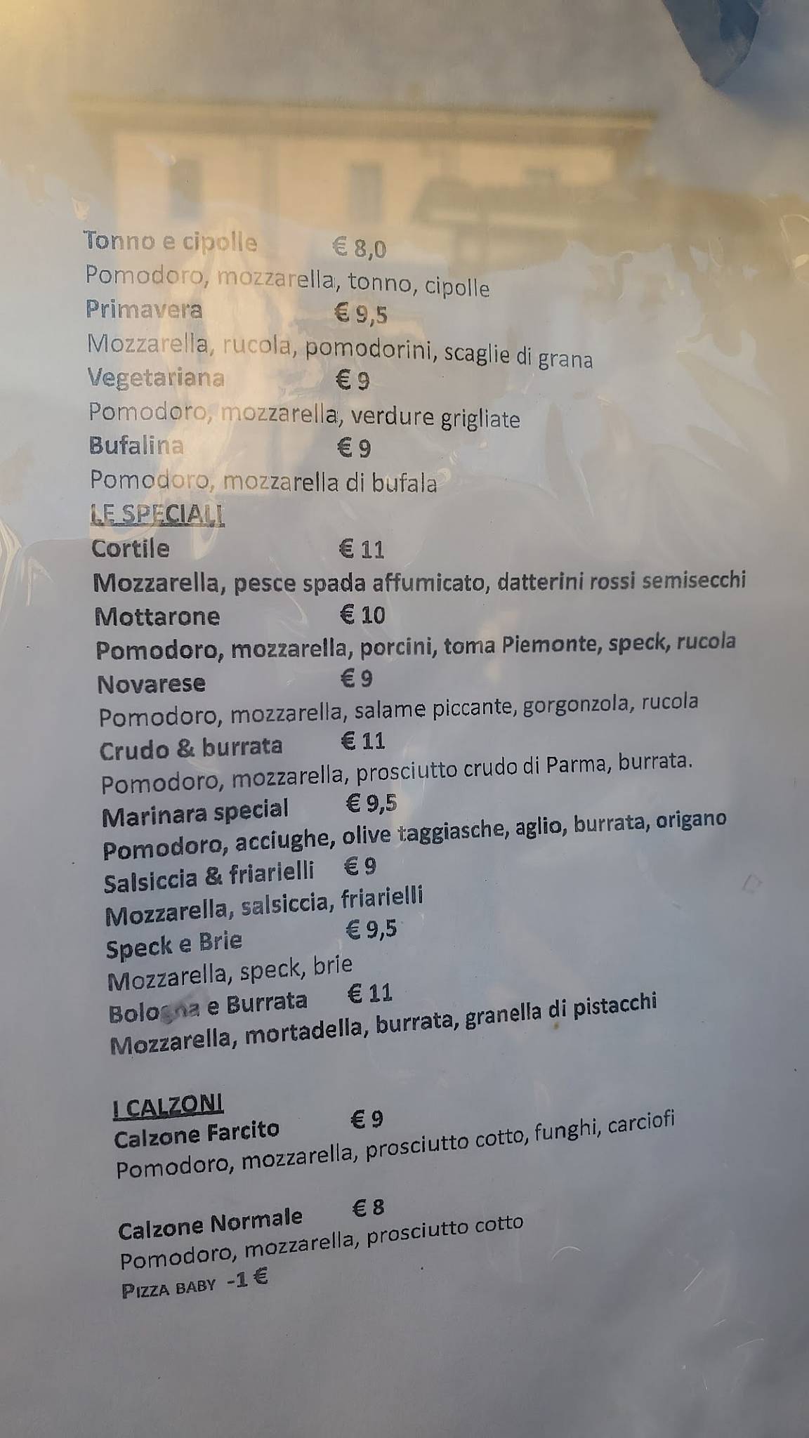 Menu da Il Cortile ristorante, Pettenasco, Corso Roma