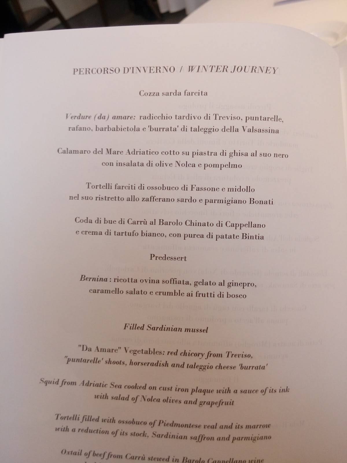 Menu da Il Luogo Aimo e Nadia ristorante, Milano