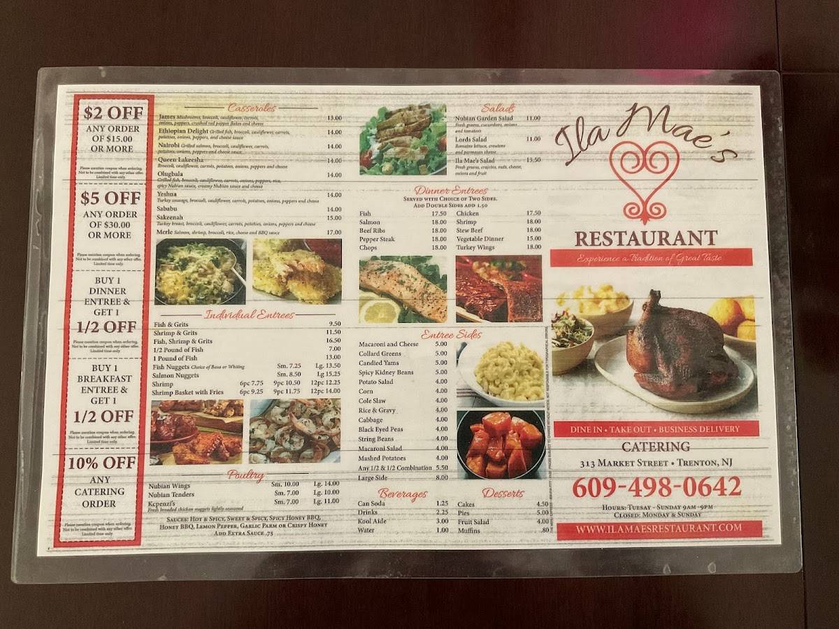 Menu at Ila Mae's Restaurant, Trenton