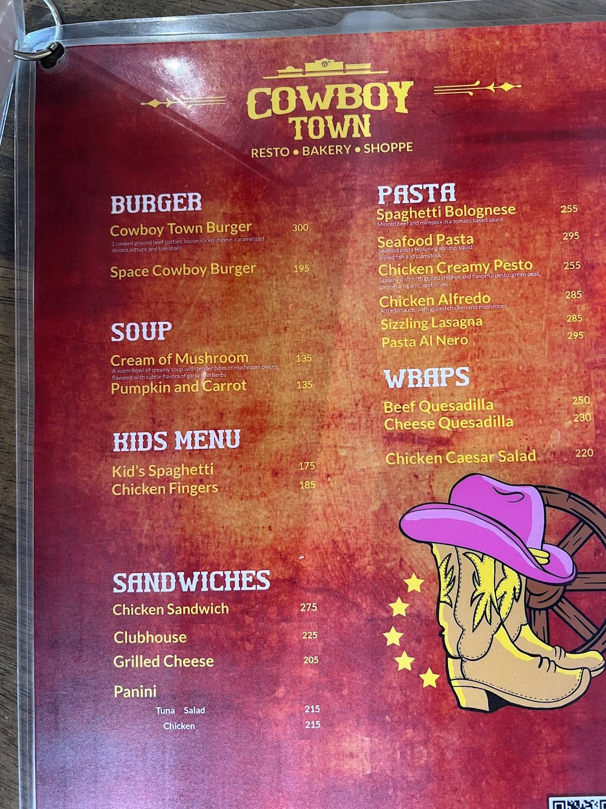 Menu at Cowboy Town Resto, Bakery and Shoppe, Impasug-ong