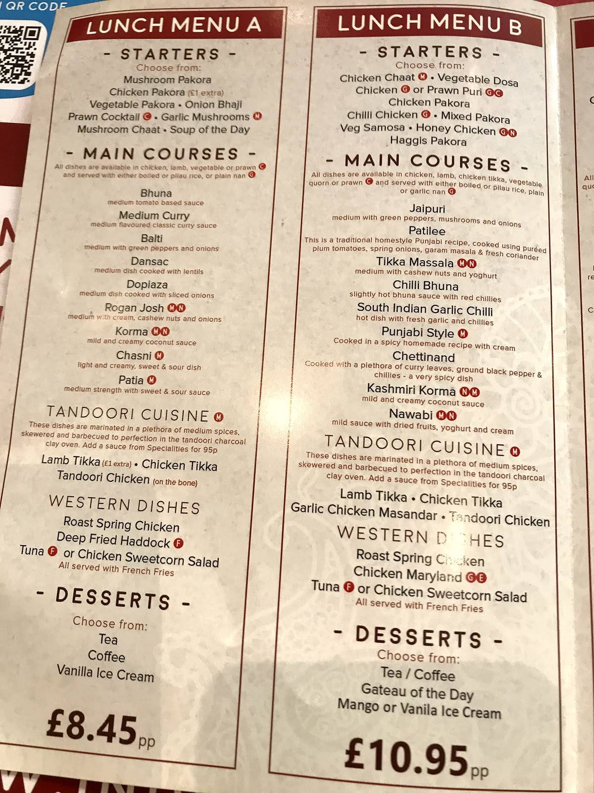 Menu at Indian Cottage restaurant, Stirling, 11 Dumbarton Rd
