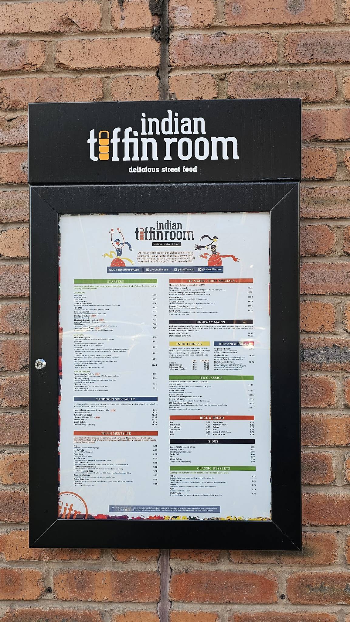 Menu at Indian Tiffin Room Liverpool restaurant, Liverpool