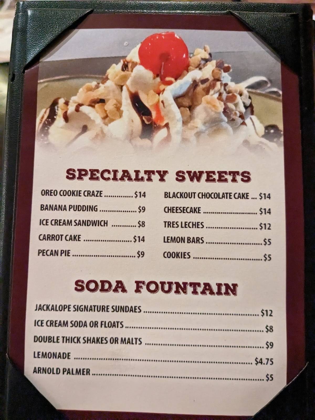 Menu at Jackalope Ranch restaurant, Indio, CA-111