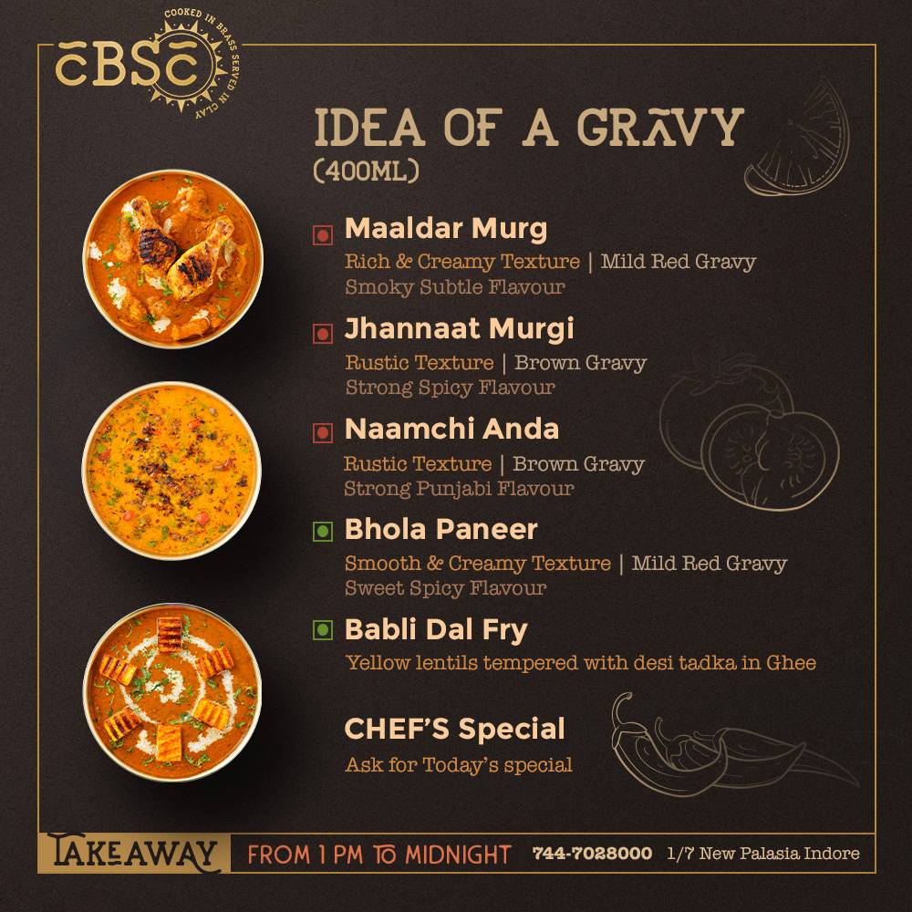 Menu at CBSC- Cooked in Brass Served in Clay Best Non-Veg Food in ...