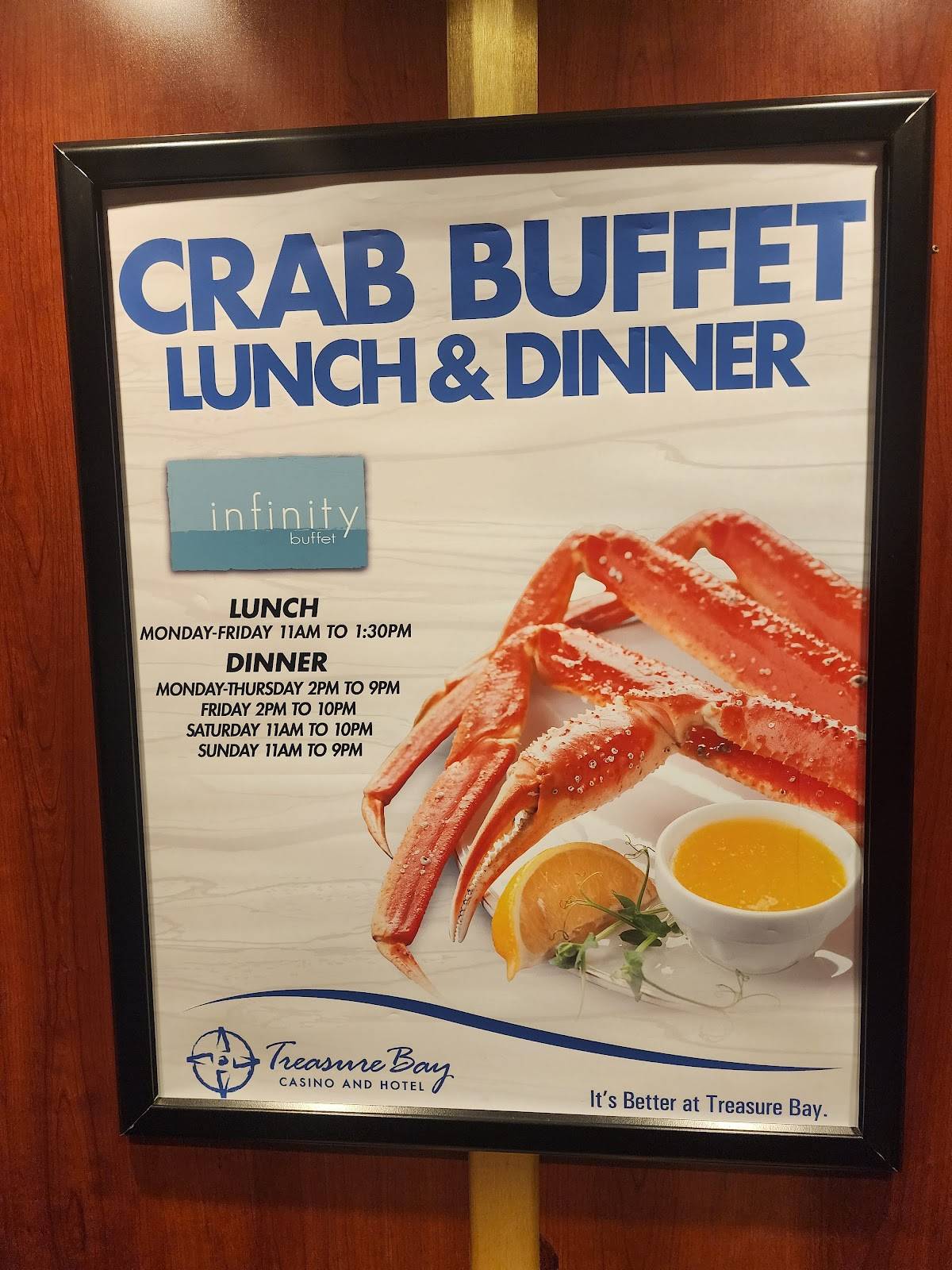 Menu at Infinity Buffet restaurant, Biloxi