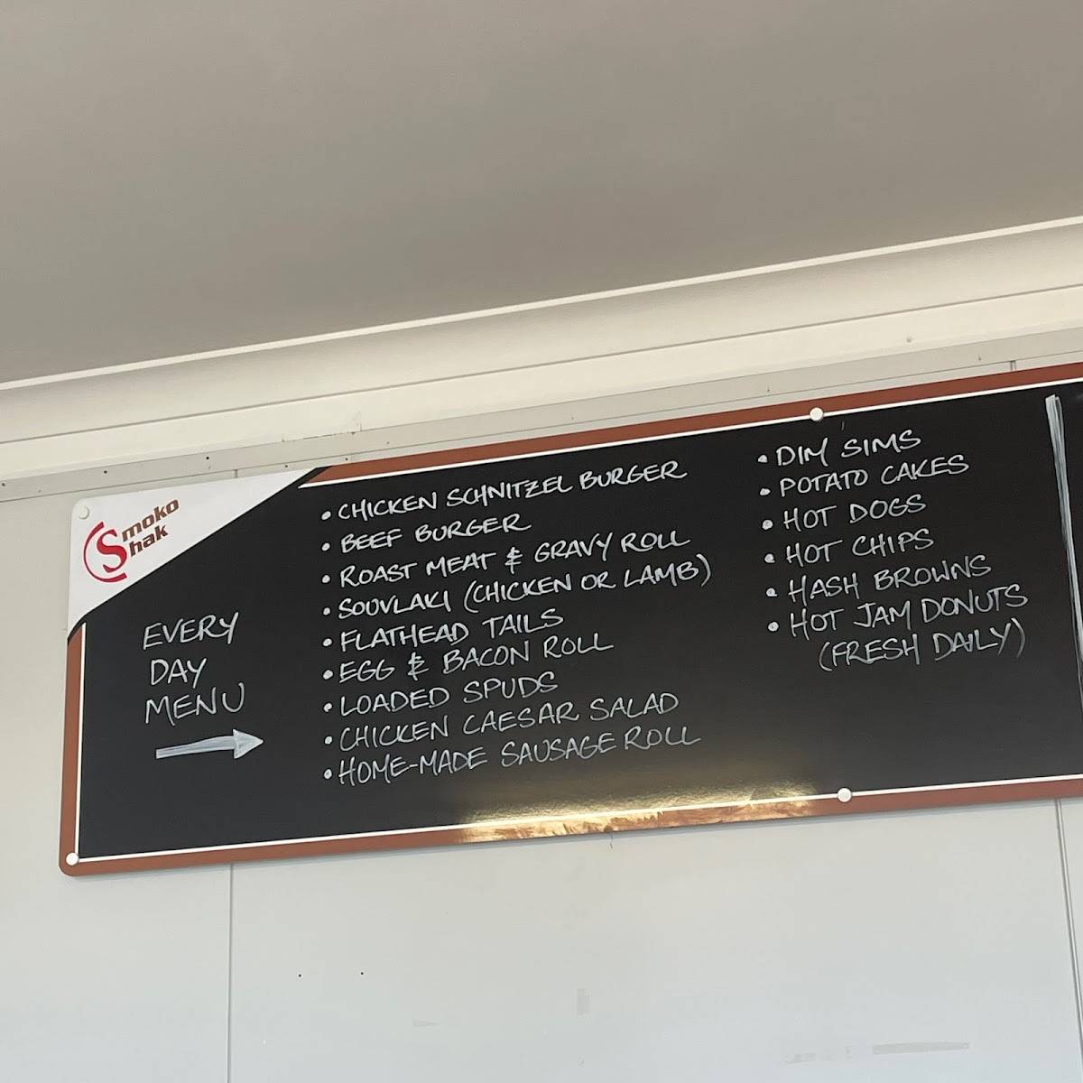 Menu at Infused Smoko Shak, Deniliquin