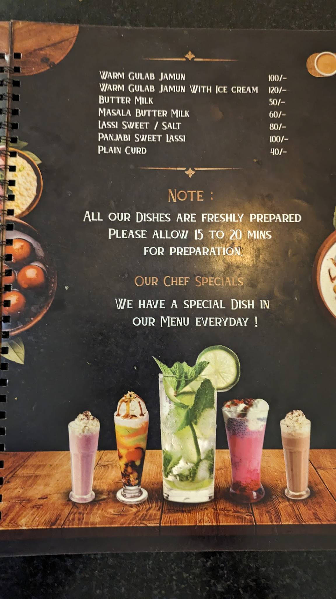 Menu at Iranian Restaurant, Tirunelveli