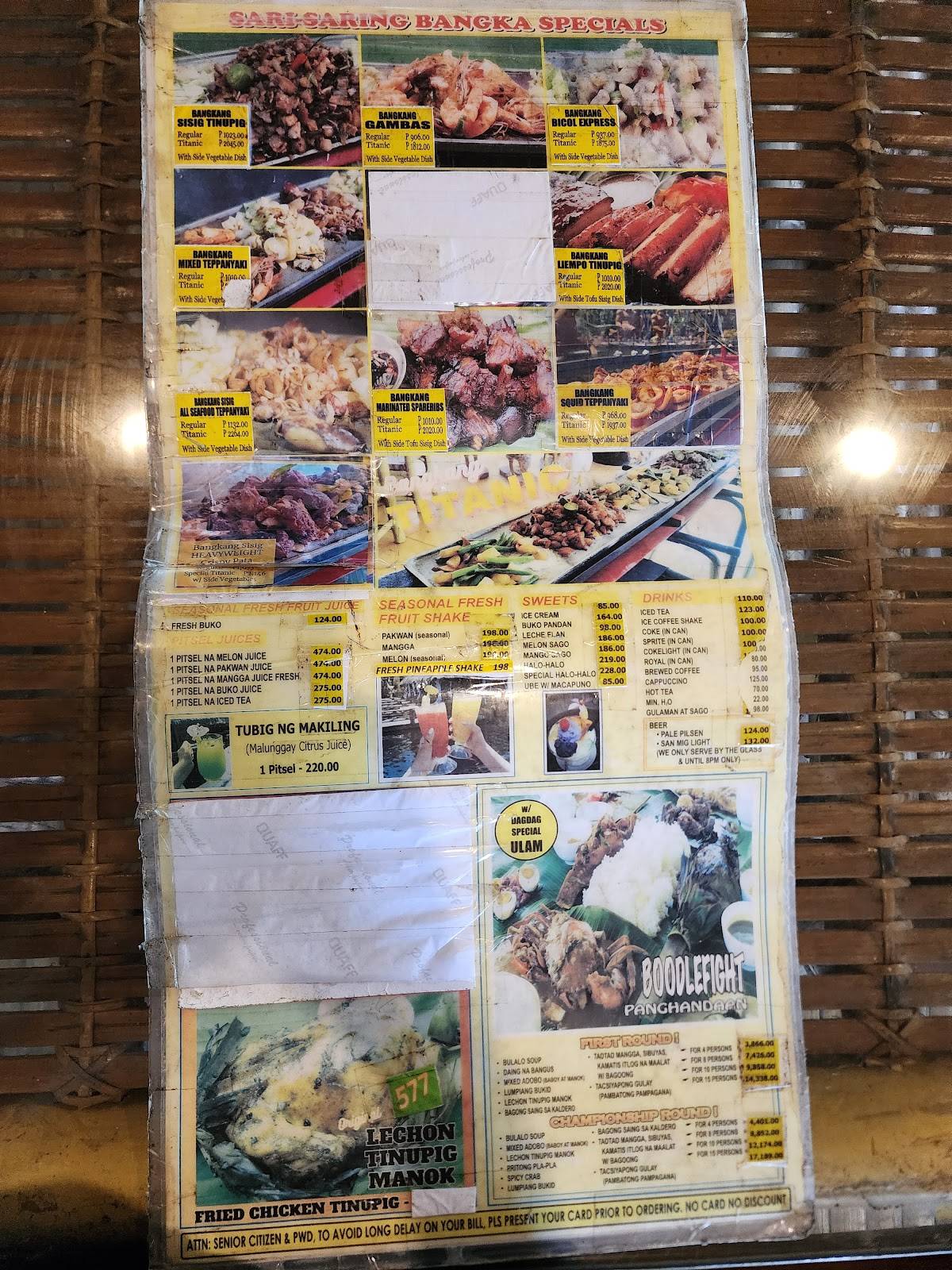 Menu at Isdaan Floating Restaurant, Bay