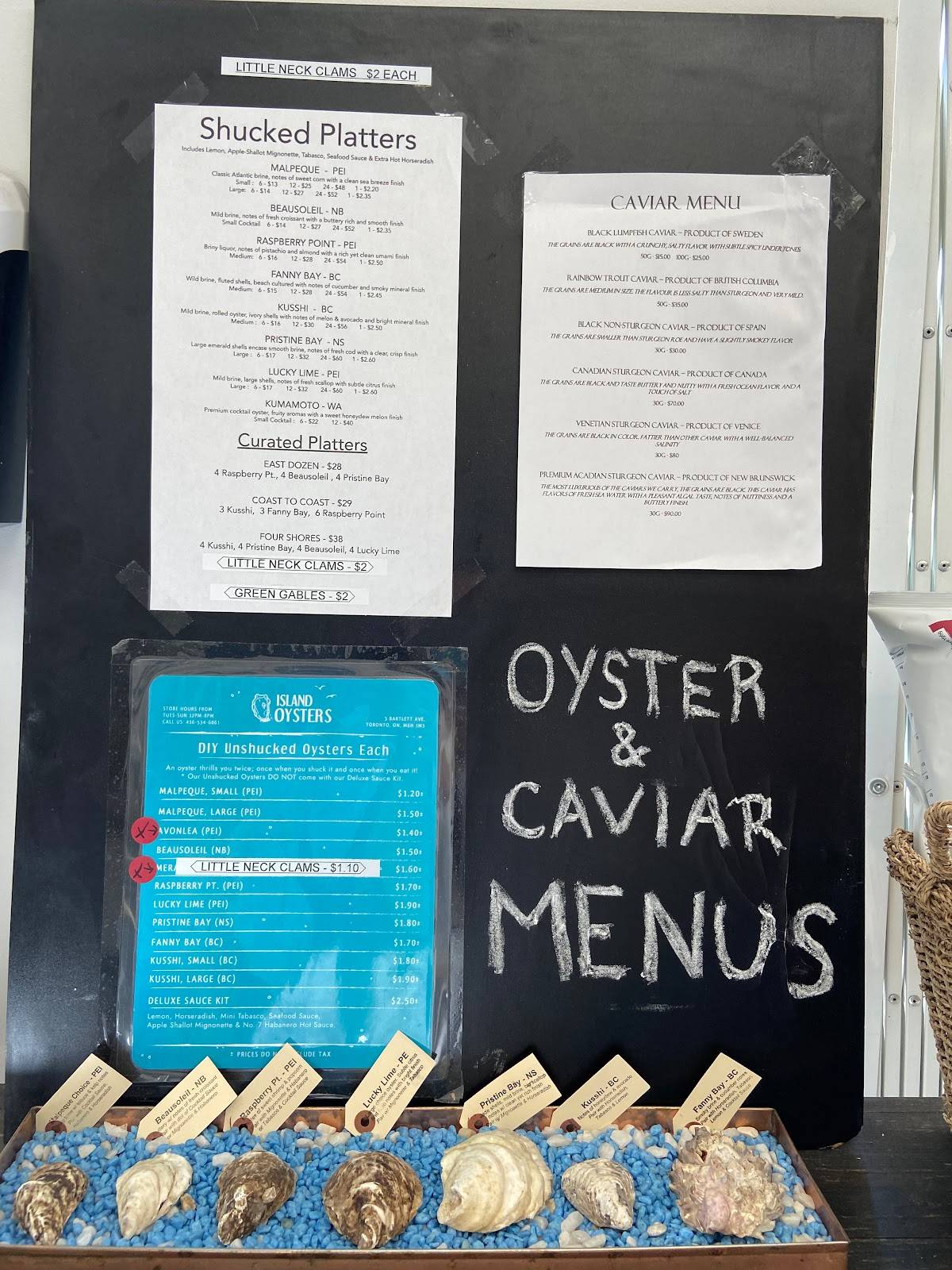 Menu at Island Oysters Restaurant & Bar, Toronto, Bloor St W