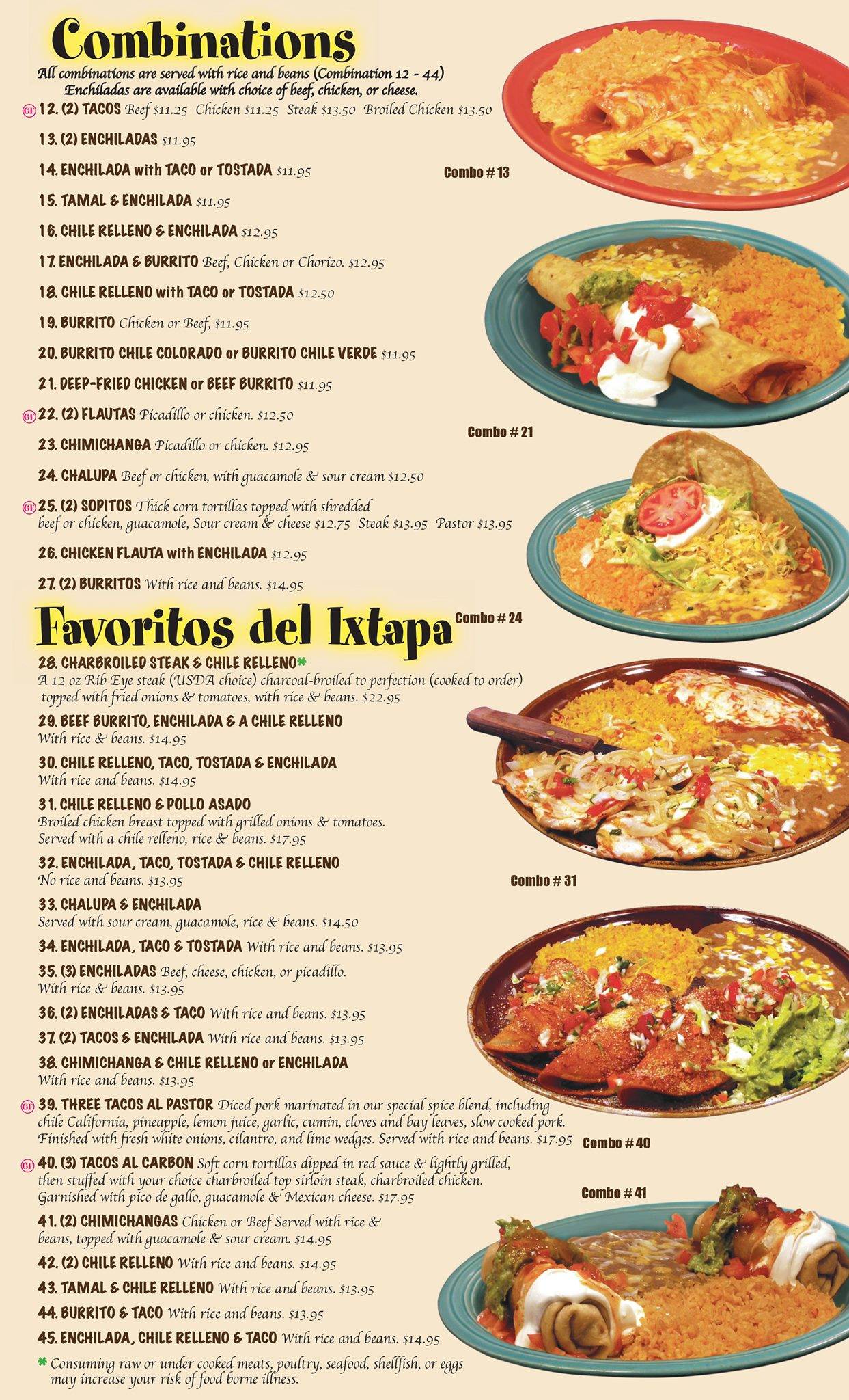 Menu at Ixtapa Mexican Restaurant, Hood River
