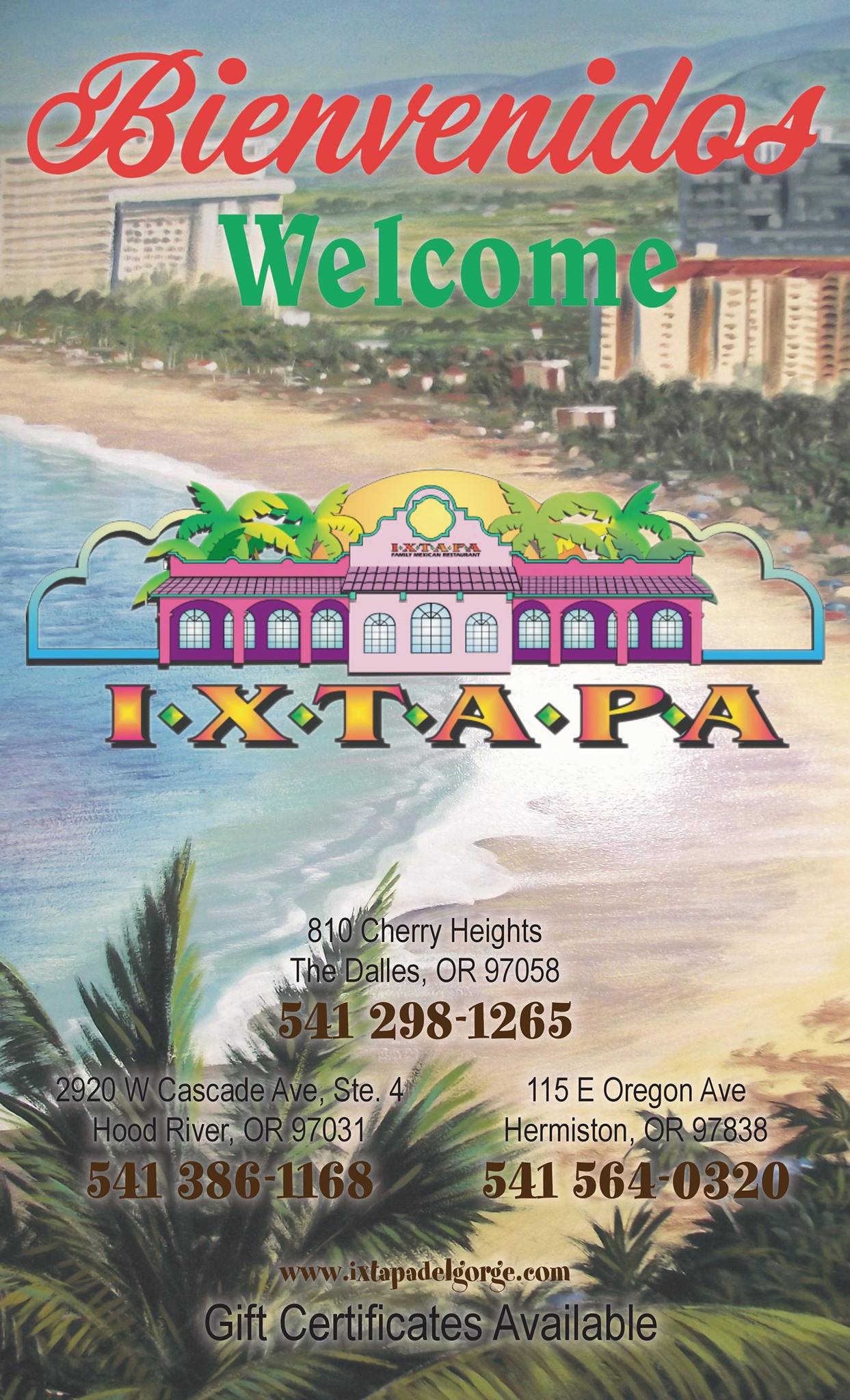 Menu at Ixtapa Mexican Restaurant, Hood River