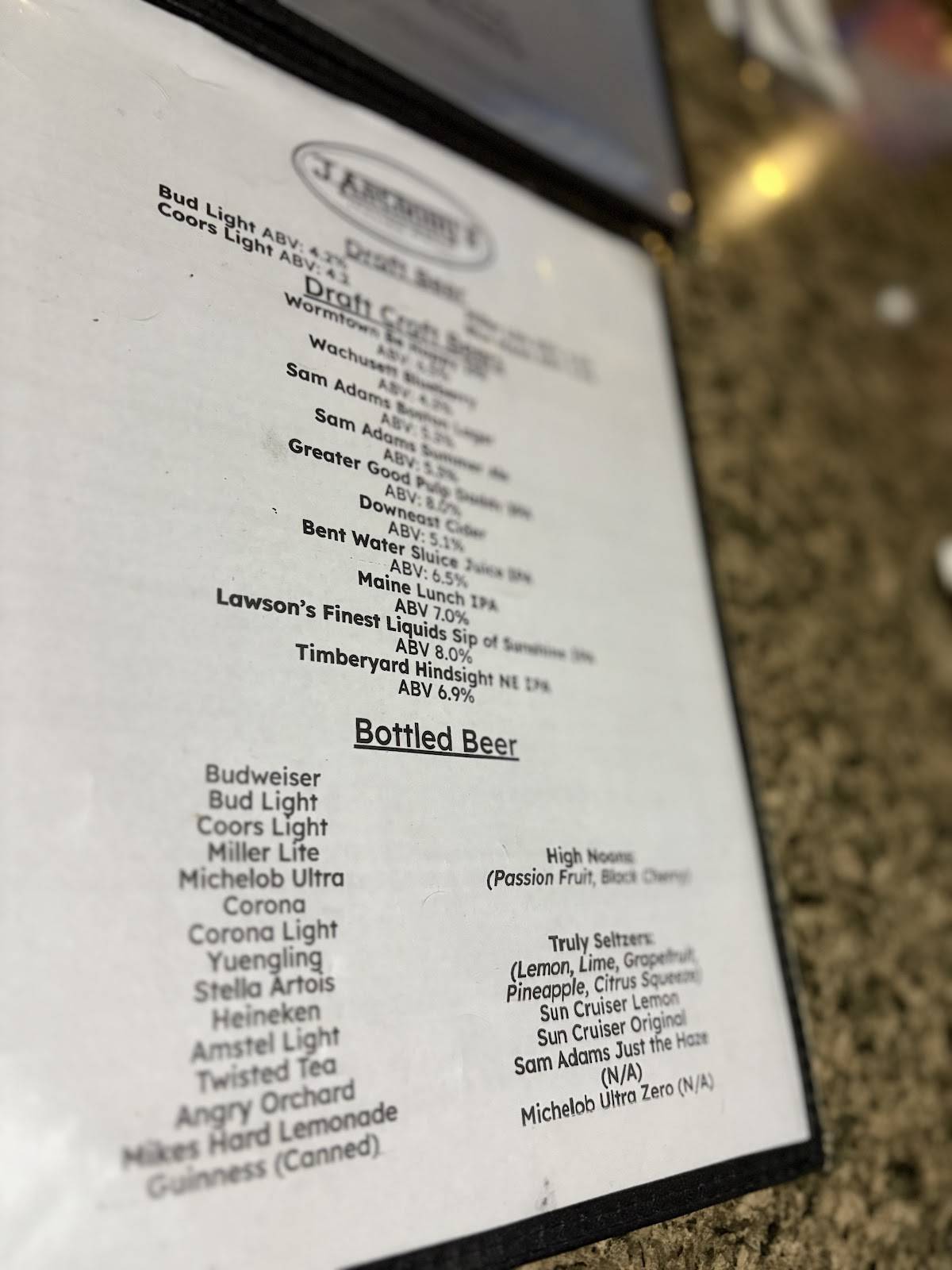 Menu at J. Anthony's Italian Grill restaurant, Auburn, 917 Southbridge St