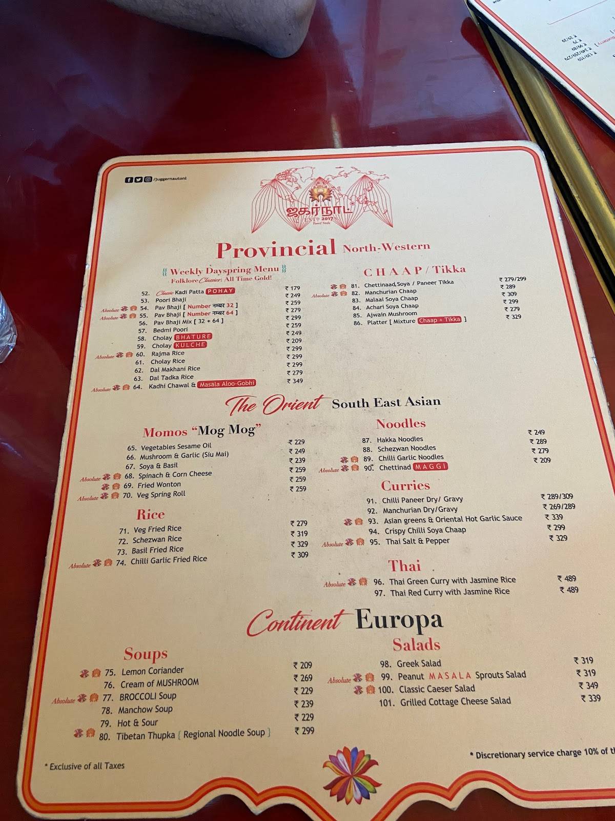 Menu at JUGGERNAUT, Barakhamba Road, New Delhi, Barakhamba Rd