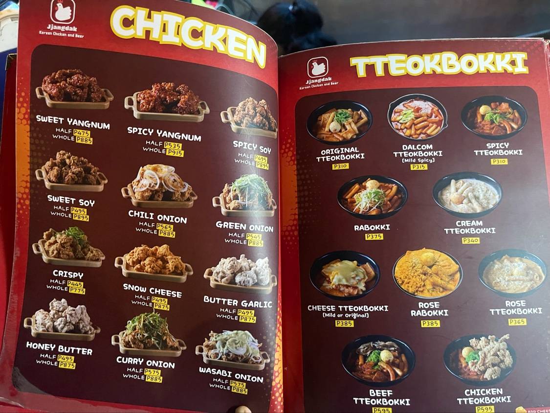 Menu at JJANGDAKbgc restaurant, Taguig