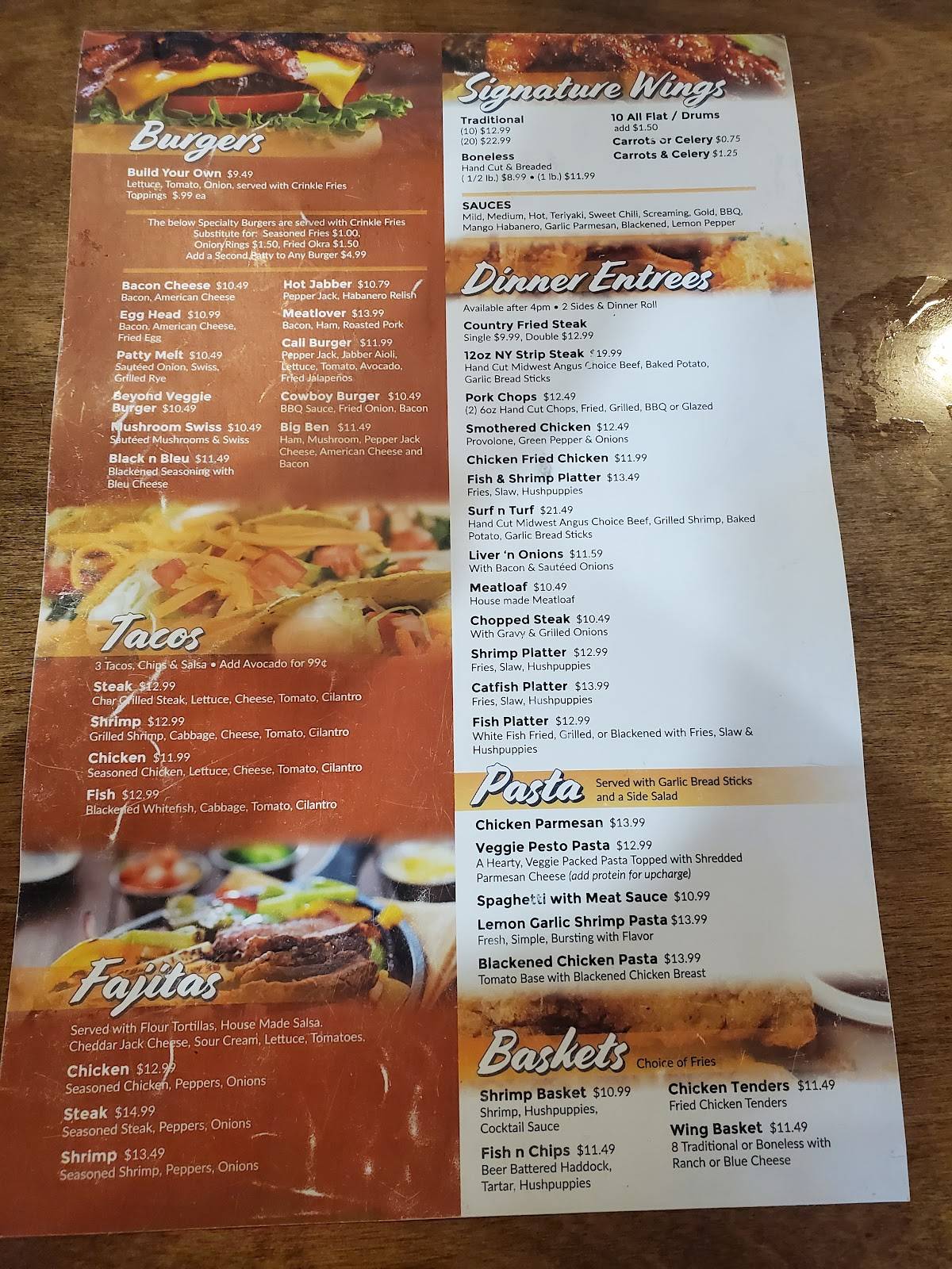 Menu at Jabbers Hometown Grill restaurant, Cocoa