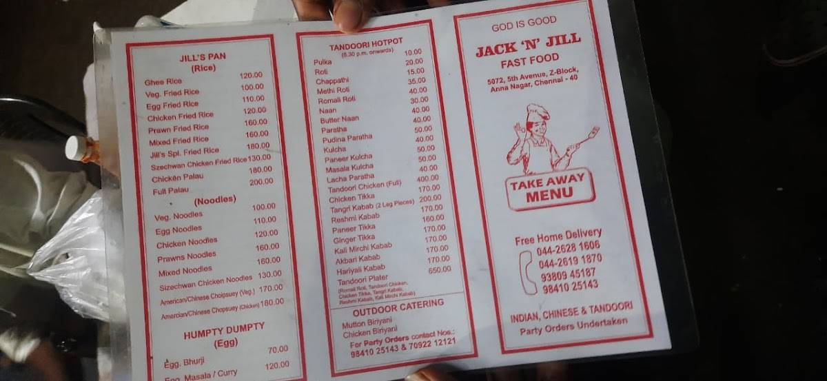 Menu at JACK N JILL FAST FOOD, Chennai, A