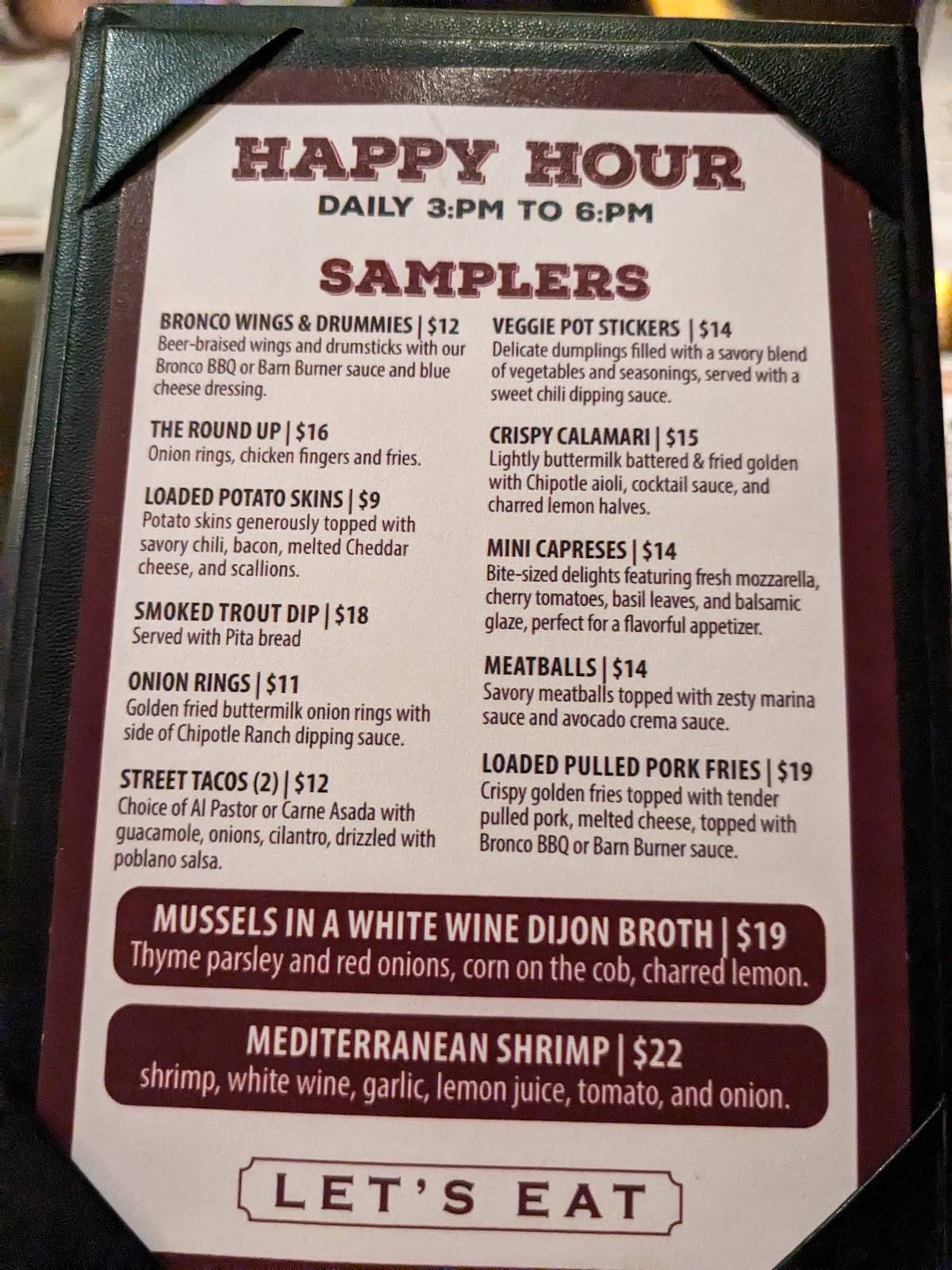 Menu at Jackalope Ranch restaurant, Indio, CA-111