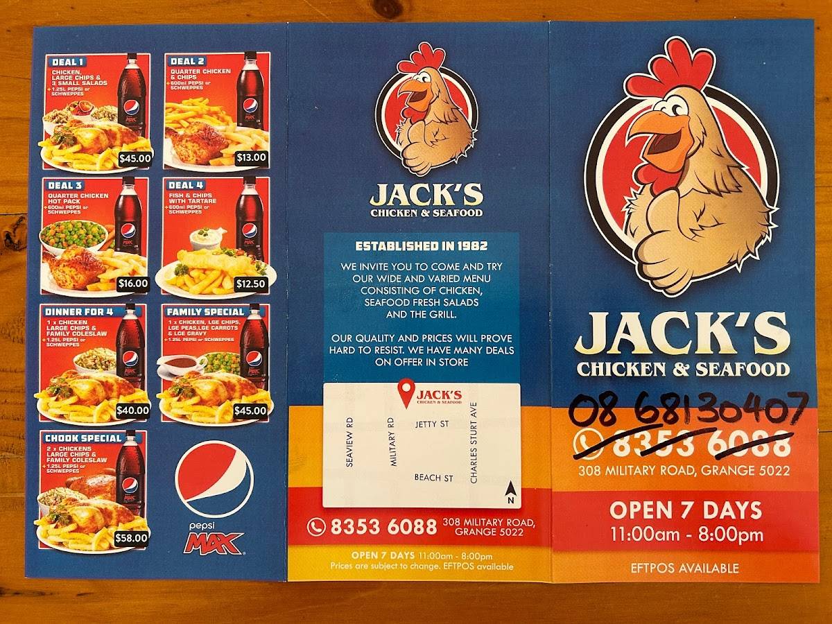 Menu at Jack's Chicken & Seafood fast food, Grange
