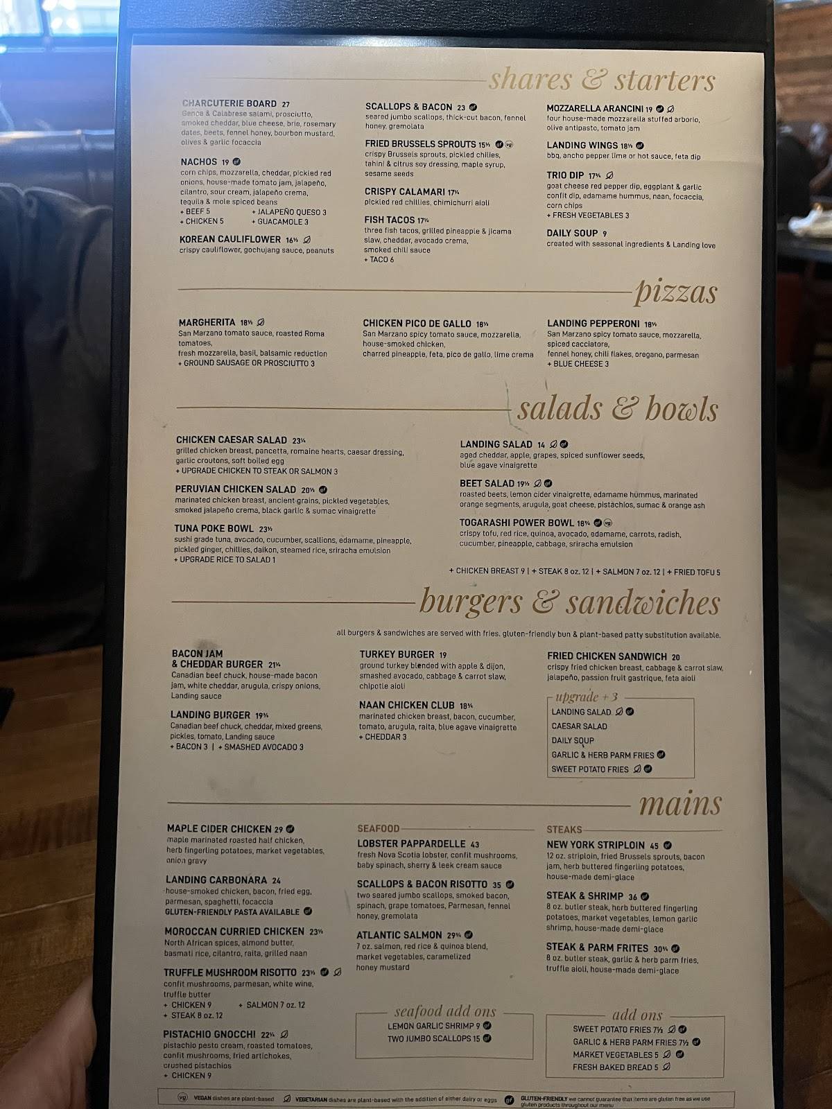 Menu at Jacksons Landing pub & bar, Burlington, New St