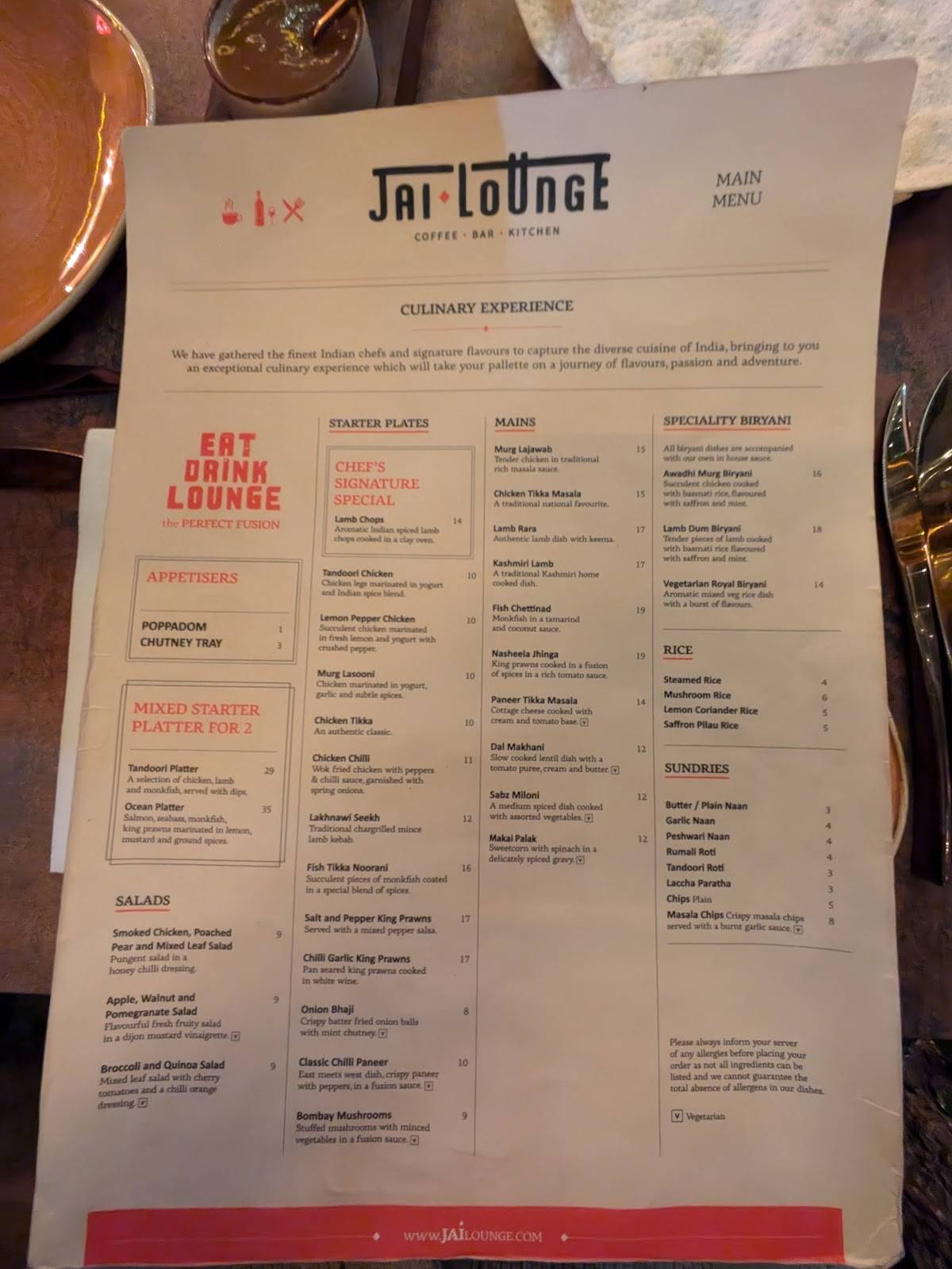 Menu at Jai Lounge - Coffee Bar Kitchen, Lytham Saint Annes