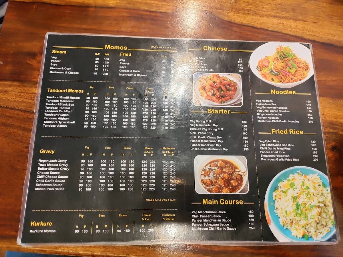 Menu at Baozi Momos, Jaipur