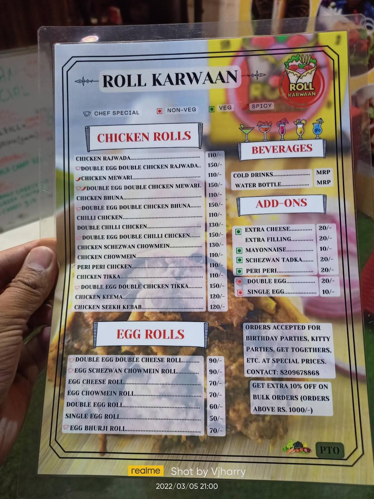 Menu at Roll karwaan, Jaipur, Plot no 4