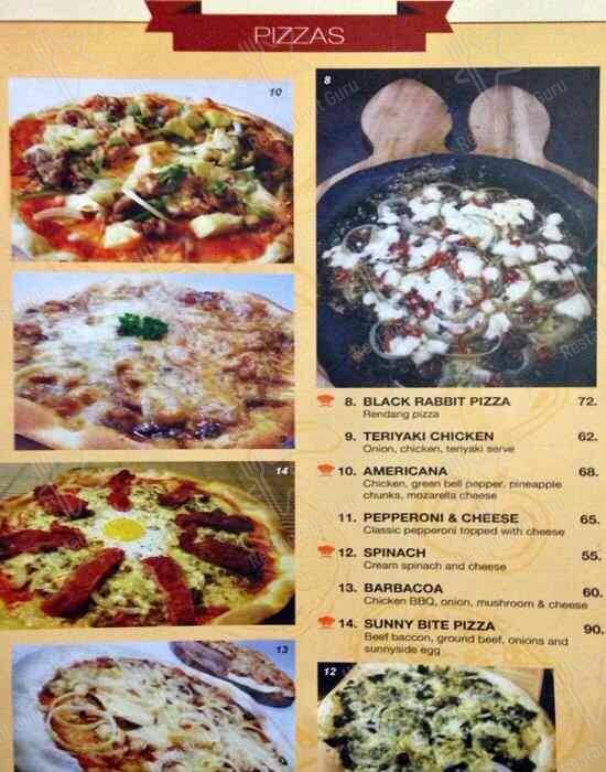 Menu at Black Rabbit (Pizza n Bar), North Jakarta, Jl. Bulevar Timur ...