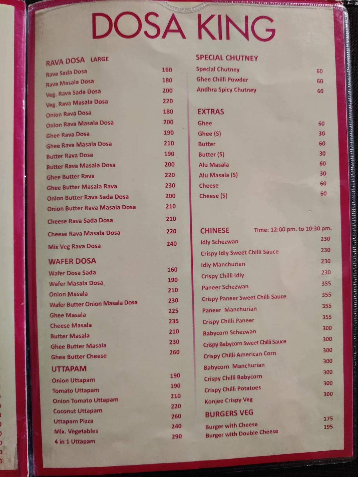 Menu at Dosa King & Hong Kong - Best Dosa South Indian Food Chinies ...