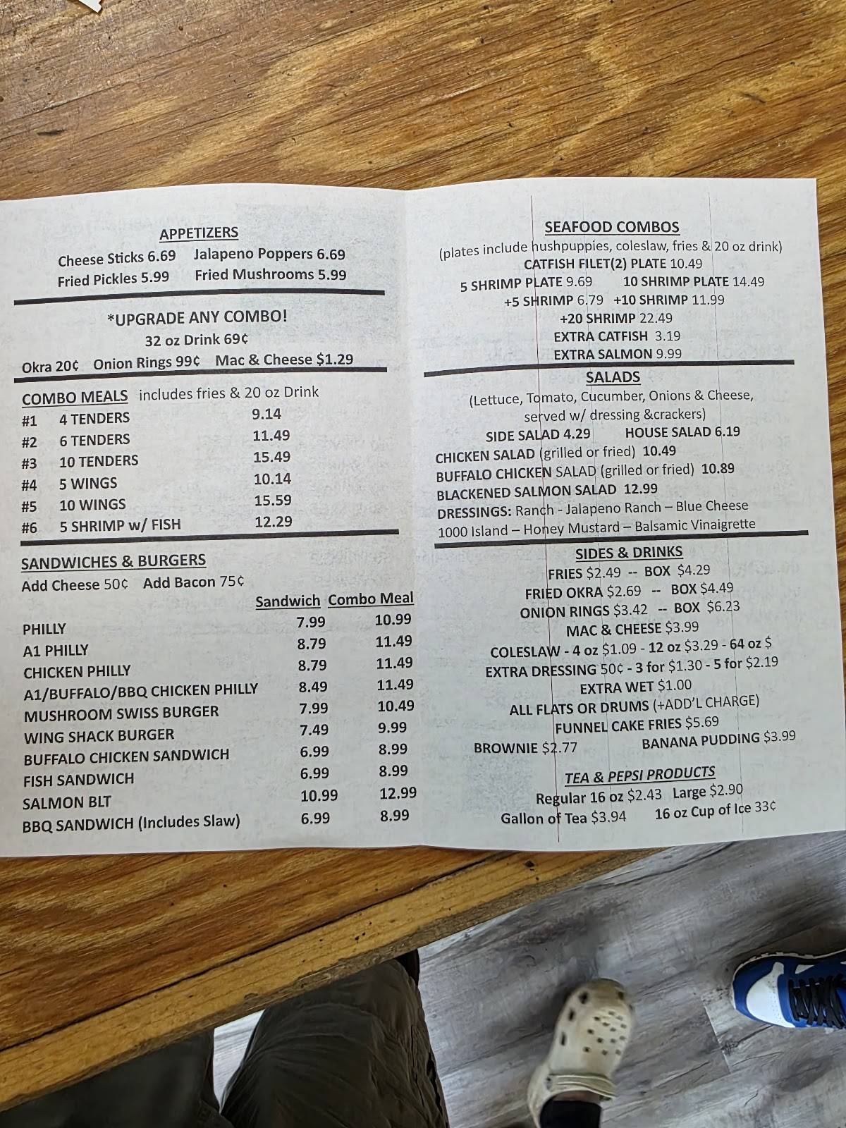 Menu at Jasper County Wing Shack restaurant, Monticello