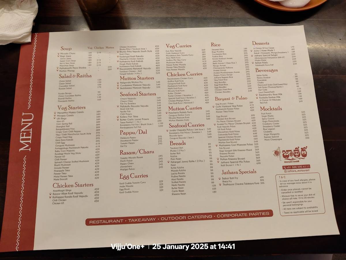 Menu at Jathara Bar & Kitchen, Hyderabad