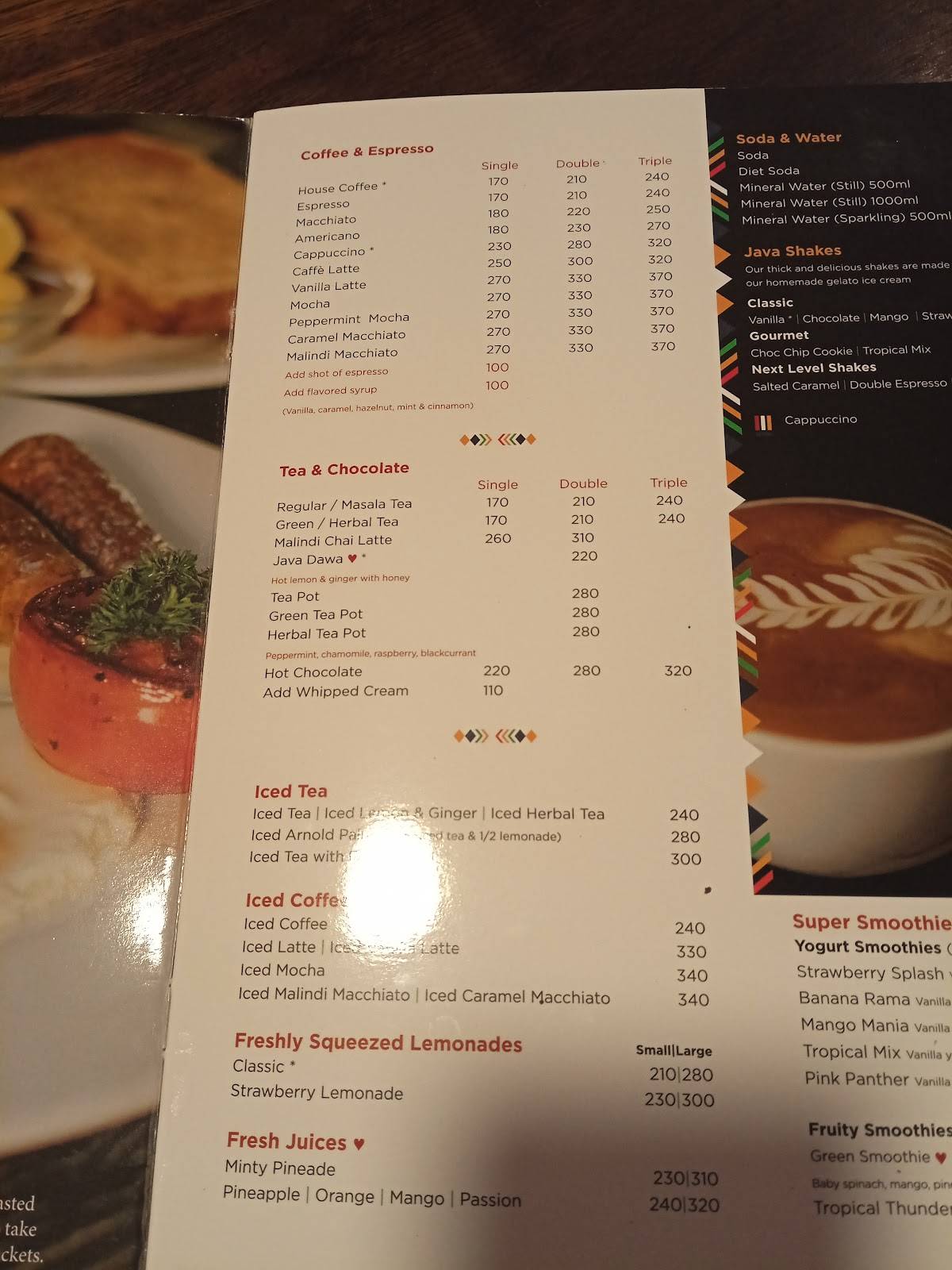 Menu at Java House - Lenana Rd (Astrol) restaurant, Nairobi, Lenana Rd