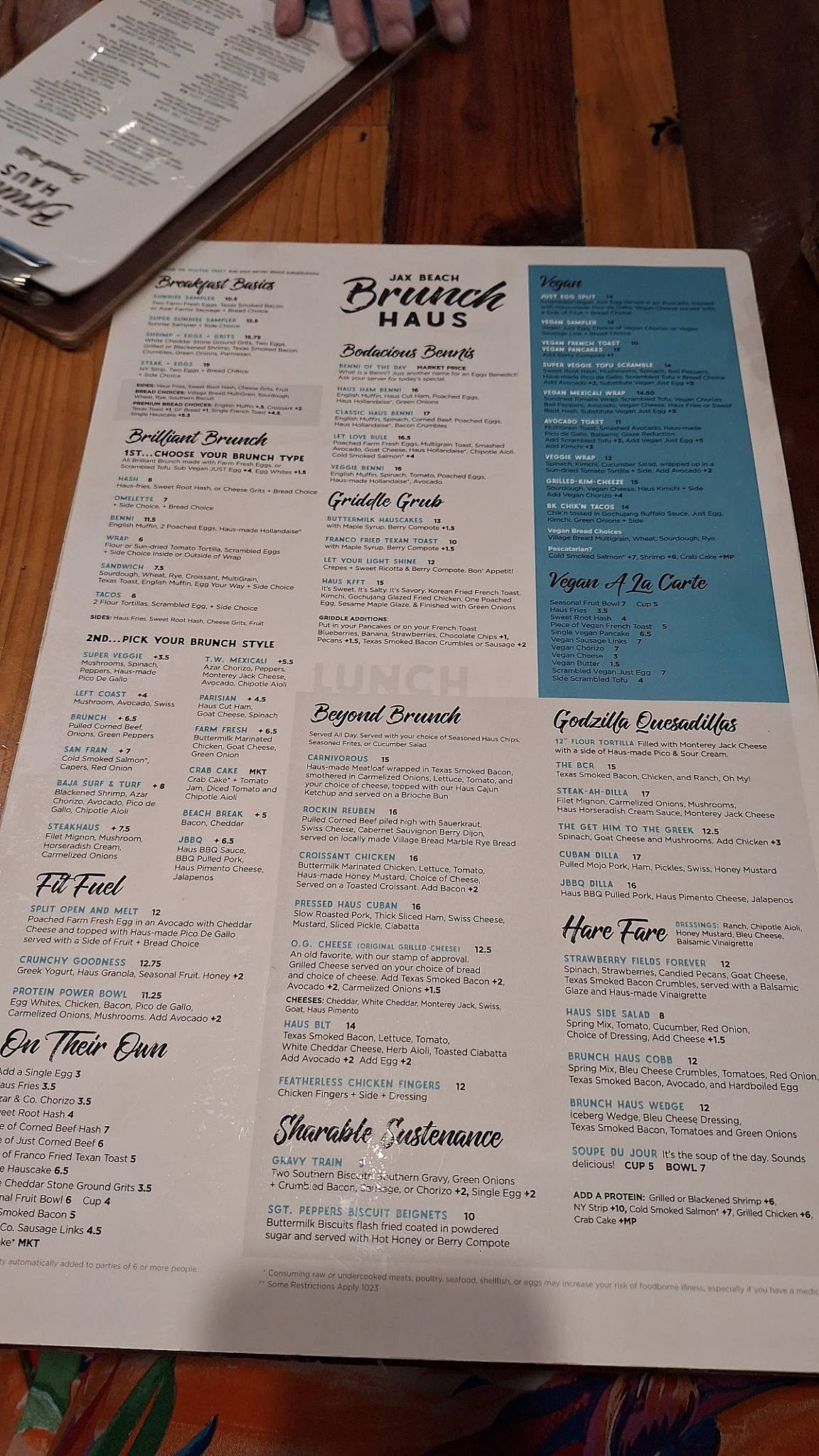 Menu at Jax Beach Brunch Haus restaurant, Jacksonville Beach