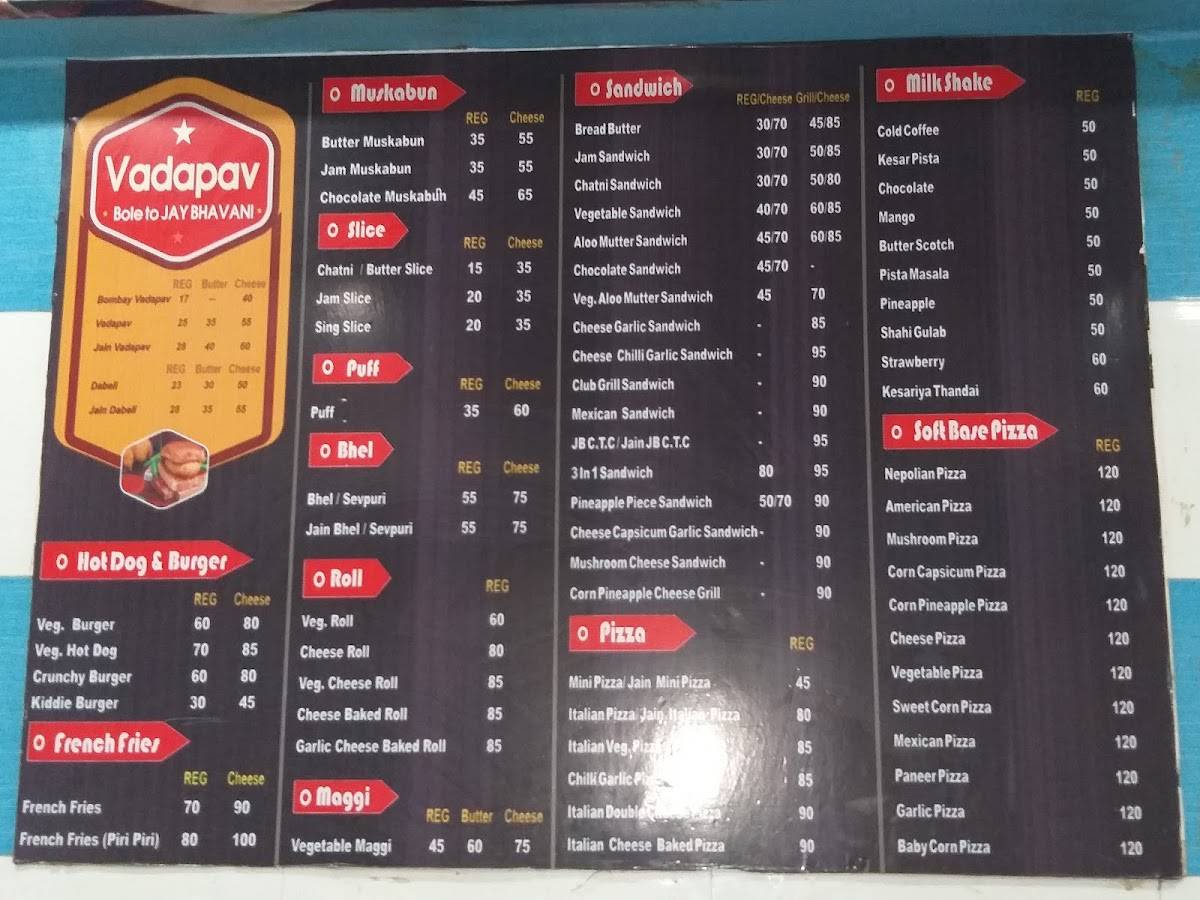 Menu at Jay Bhavani Vadapav, Patan, No-G-11