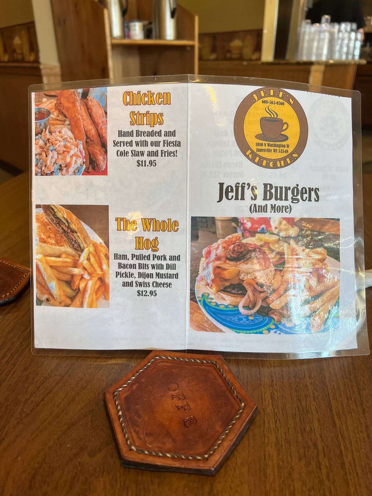 Menu at Jeff's Kitchen fast food, Janesville