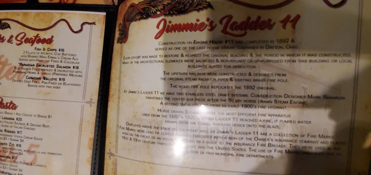 Menu at Jimmie's Ladder 11 pub & bar, Dayton, 936 Brown St