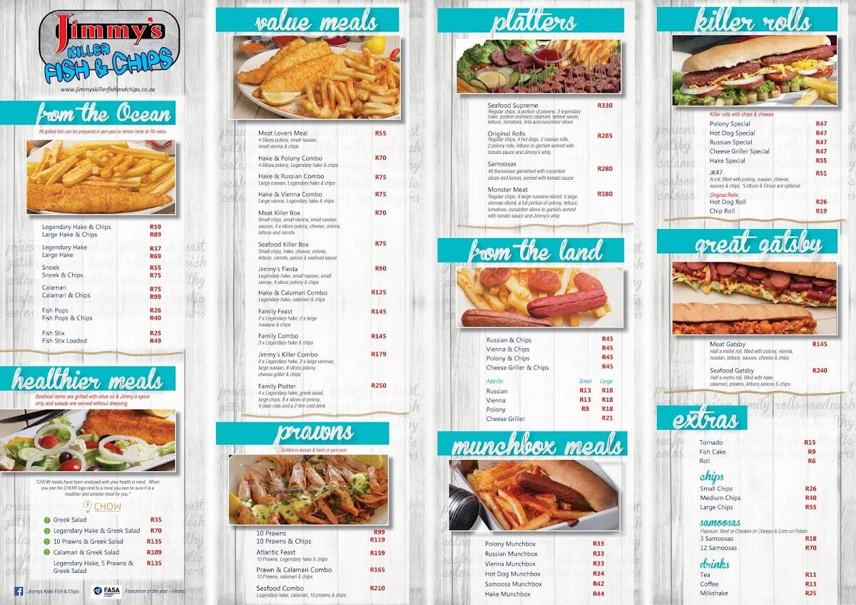 Menu at Jimmy's Killer Fish & Chips and Jimmys Killer Grills Mondeor ...