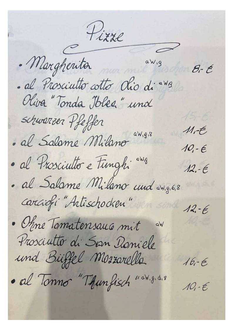 Speisekarte von John Cannizzaro Modica Original restaurant, Lüdenscheid
