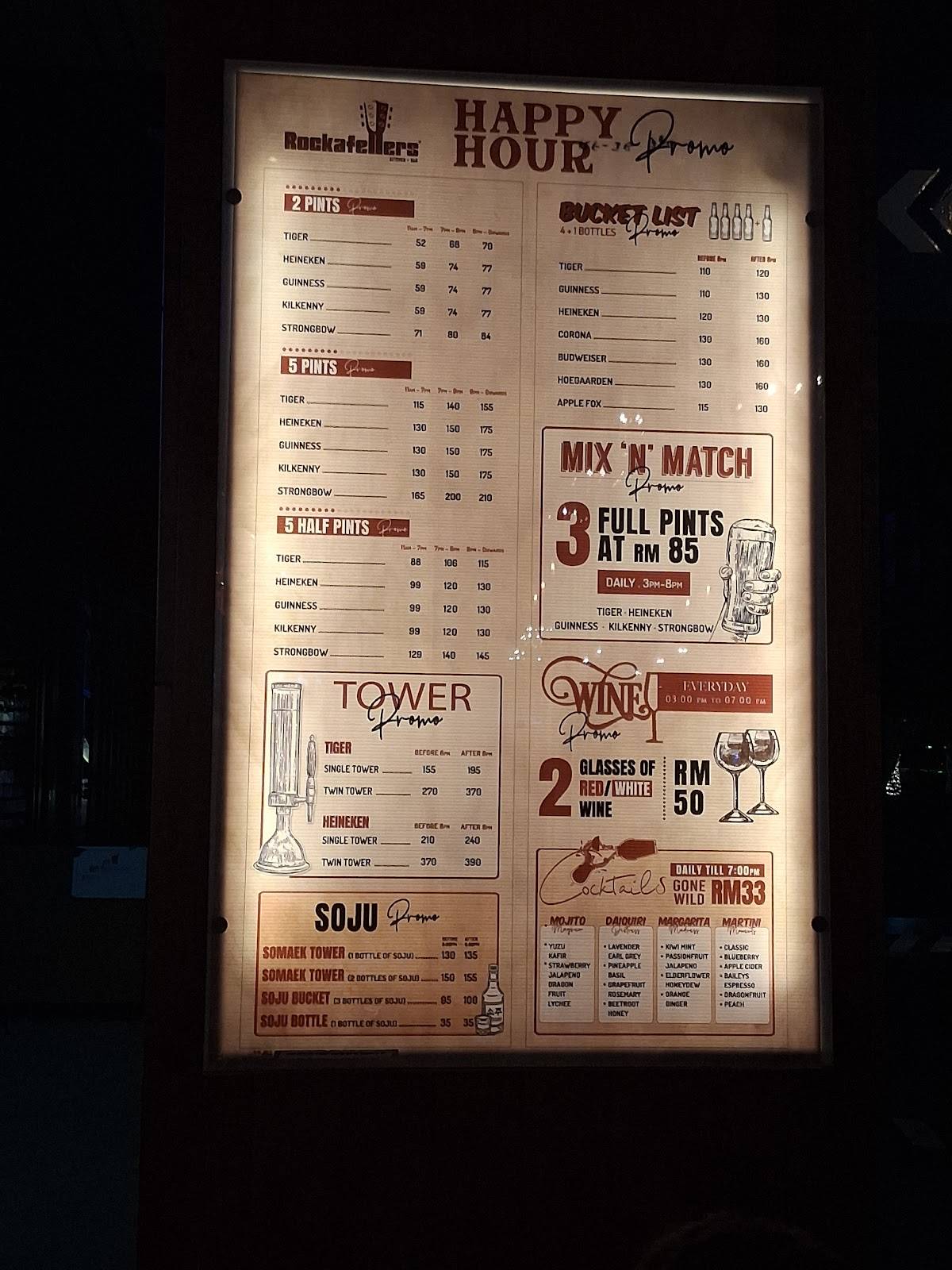 Menu at Rock Bottom Johor pub & bar, Johor Bahru, LG-13