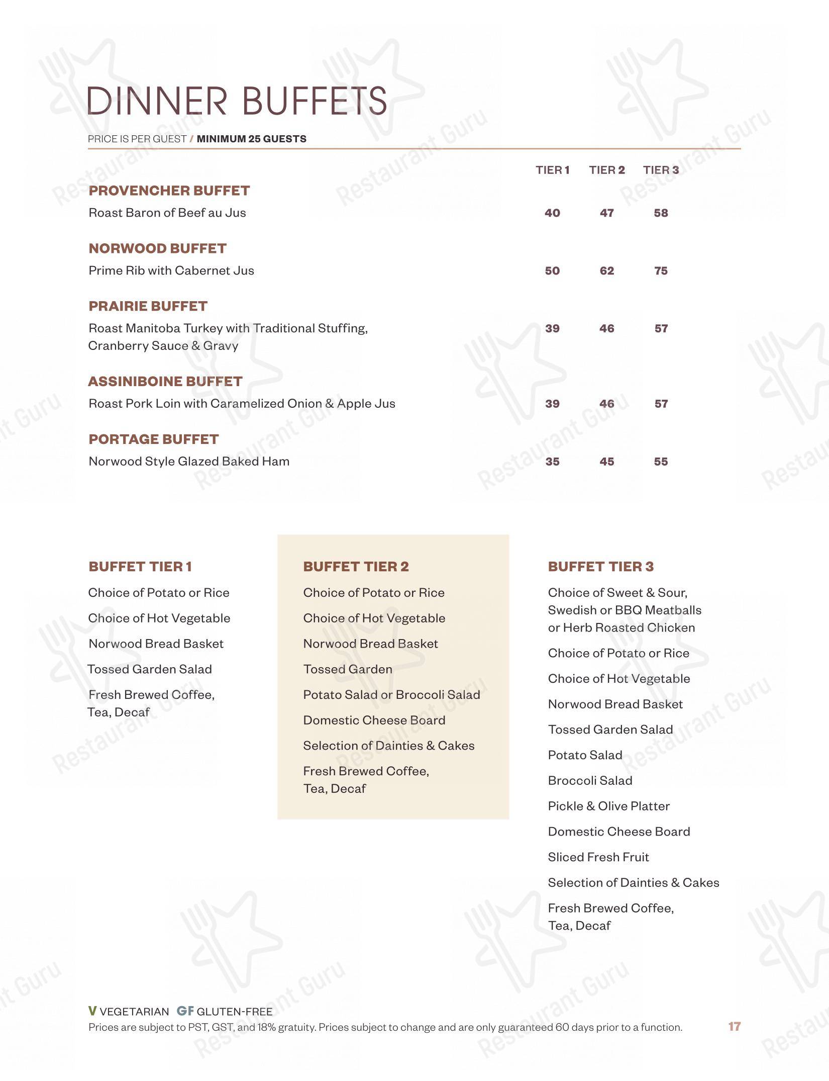 Menu at Jolly Friar restaurant, Winnipeg