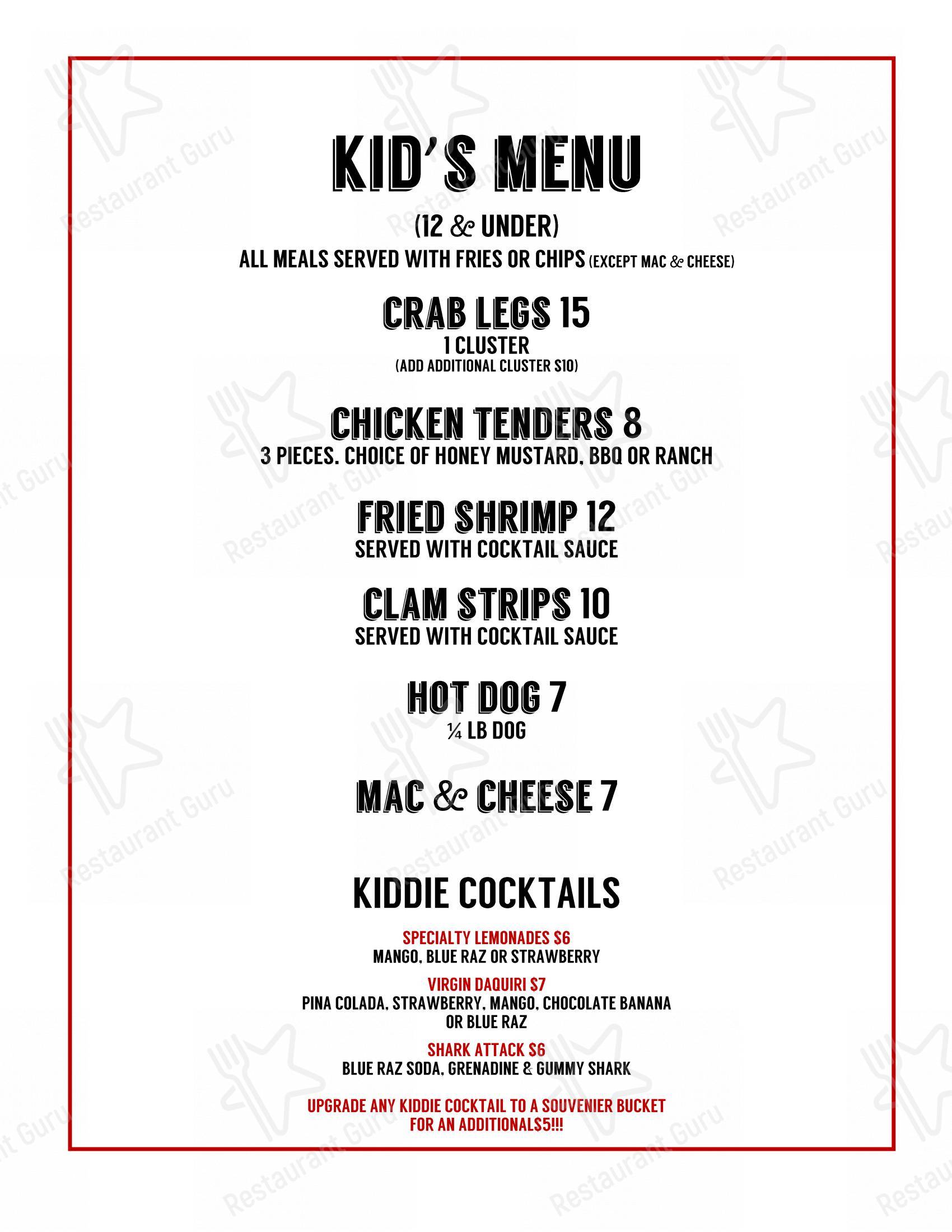 Menu at Jonah And The Whale restaurant, Ocean City, 26th Street