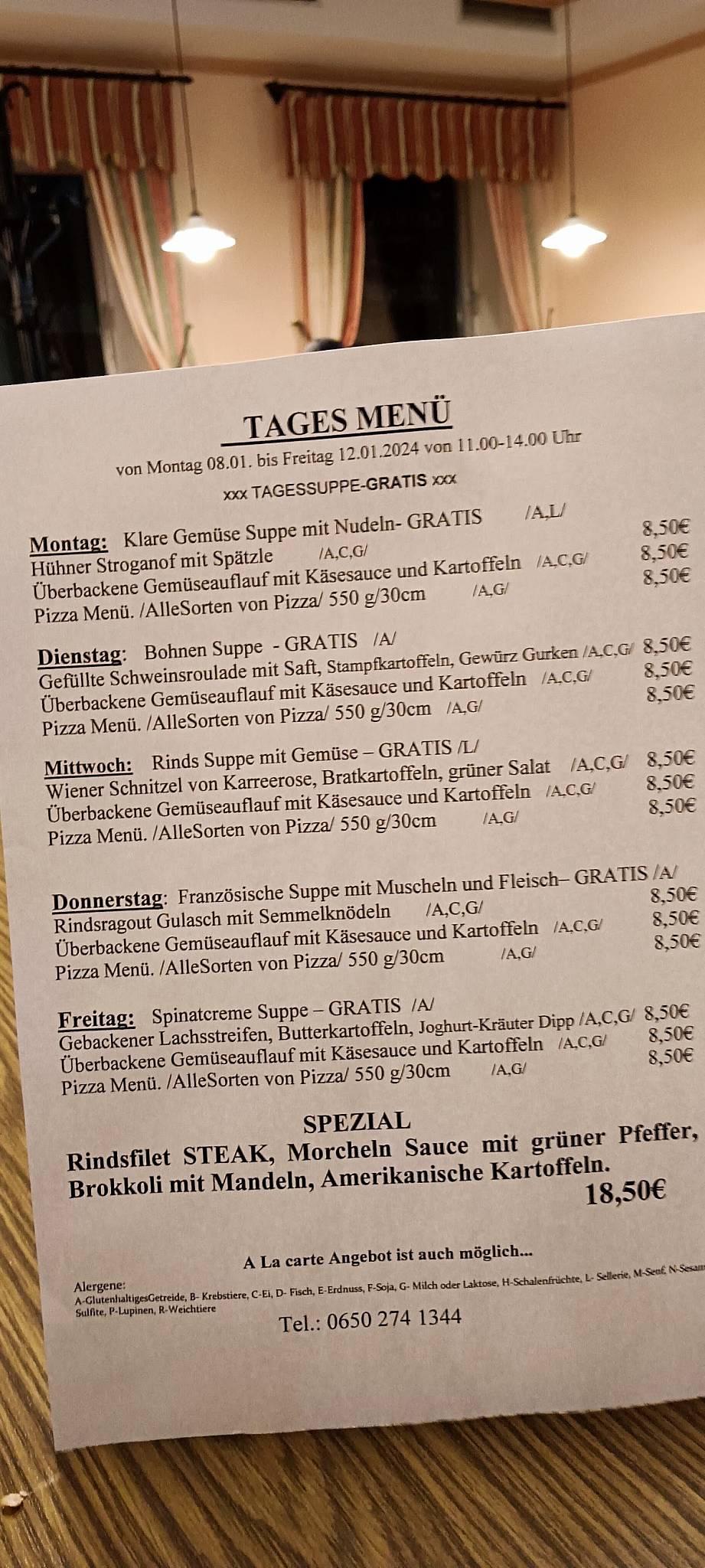 Speisekarte von Josef Karner restaurant, Schrattenberg bei Poysdorf