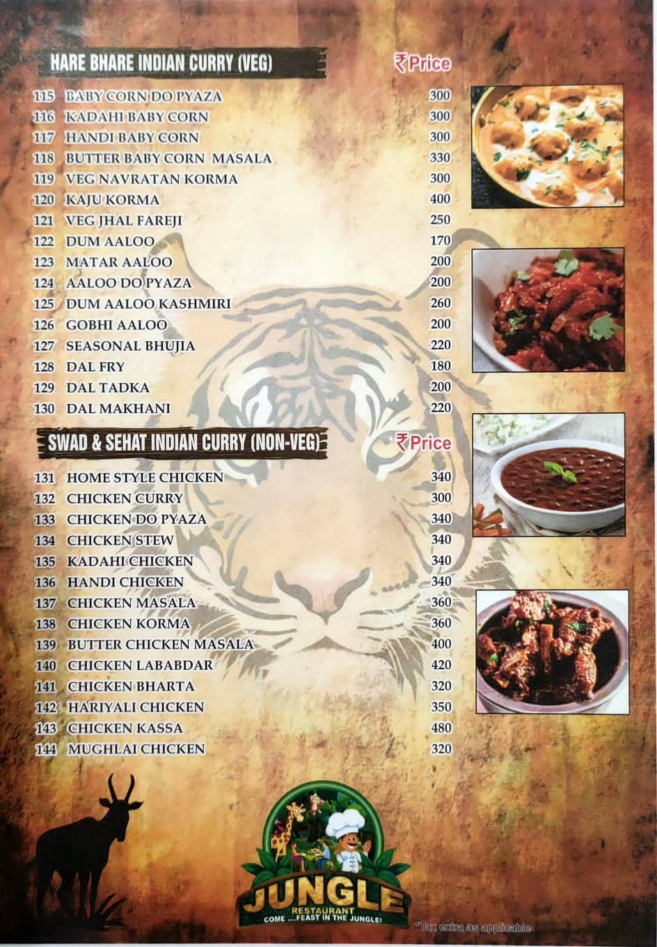 Menu at Jungle restaurant, Gaya