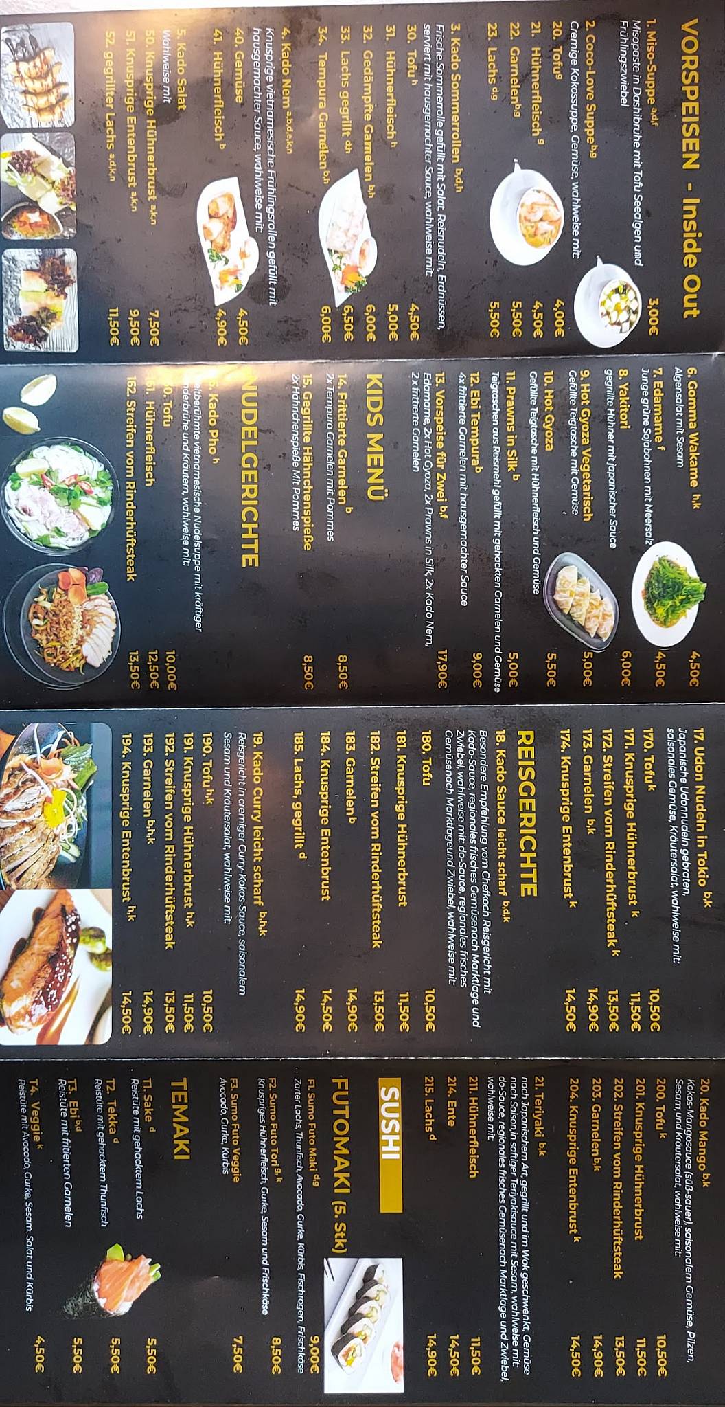 Carta de KADO - SUSHI RESTAURANT, Viernheim