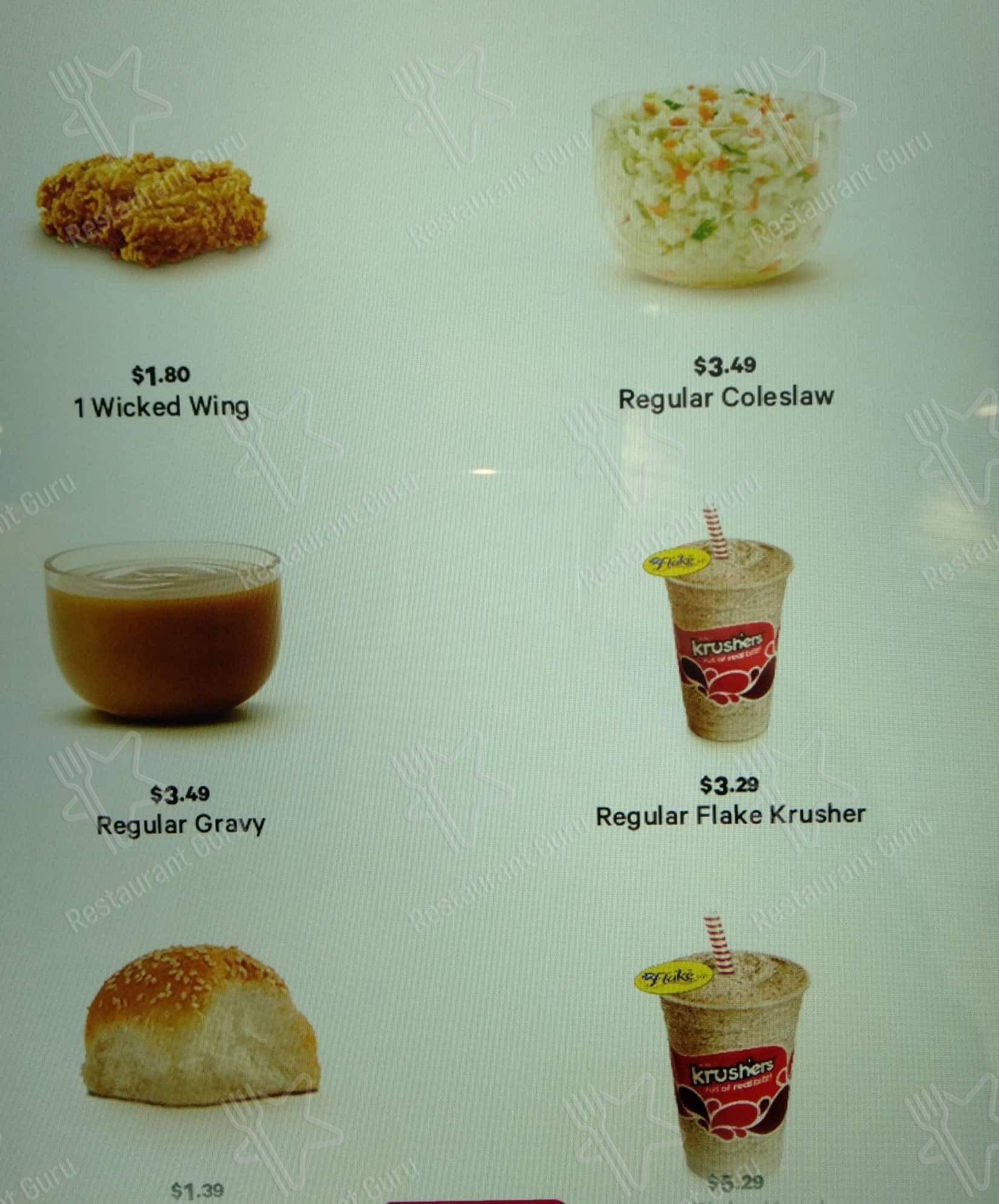 Menu at KFC restaurant, Auckland, Great N Rd