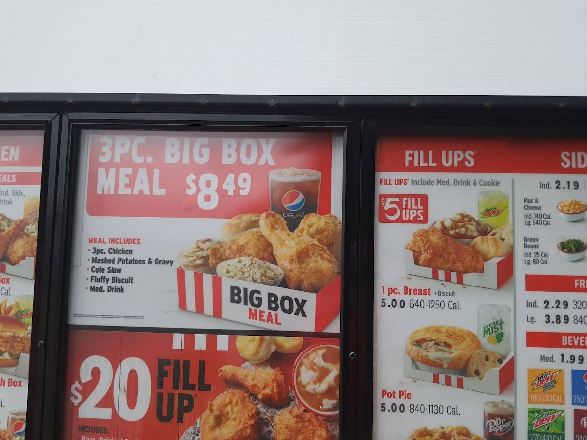 Menu at KFC fast food, Valley