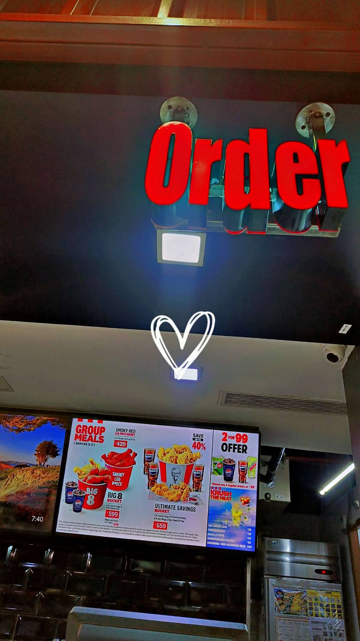 Menu at KFC, Kota