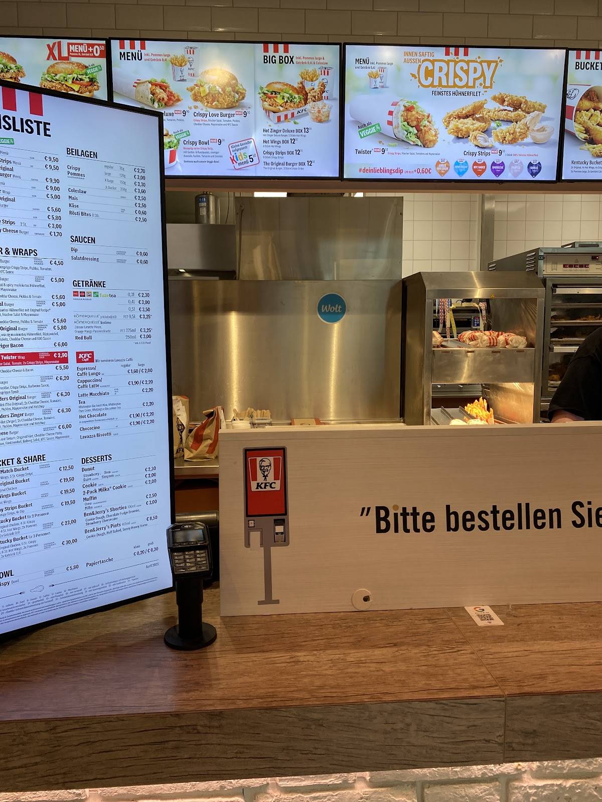 Speisekarte von KFC fast Food, Wien, Donauplex