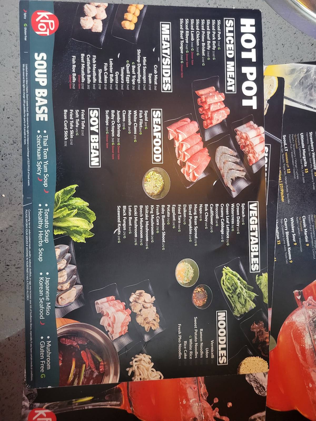 Menu at KPOT Korean BBQ & Hot Pot, Ocala