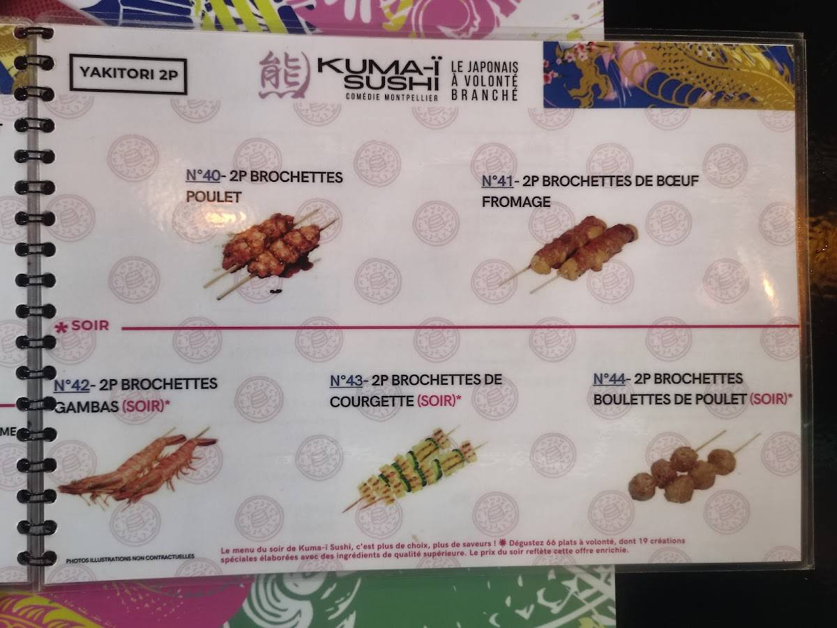 Menu au KUMA-Ï SUSHI JAPONAIS A VOLONTÉ MONTPELLIER restaurant, Montpellier